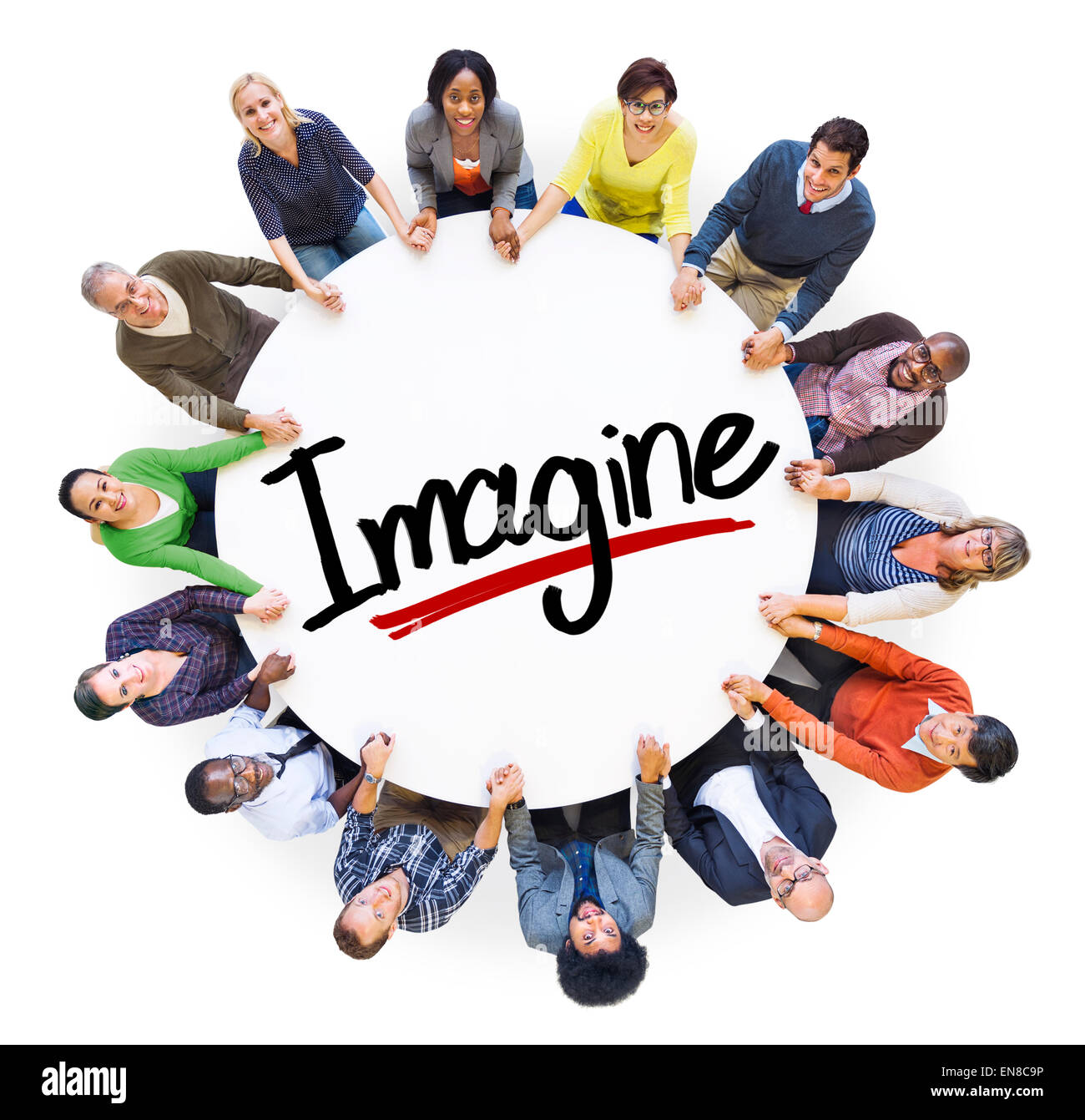 Group of People Holding Hands Around Letter Imagine Stock Photo - Alamy