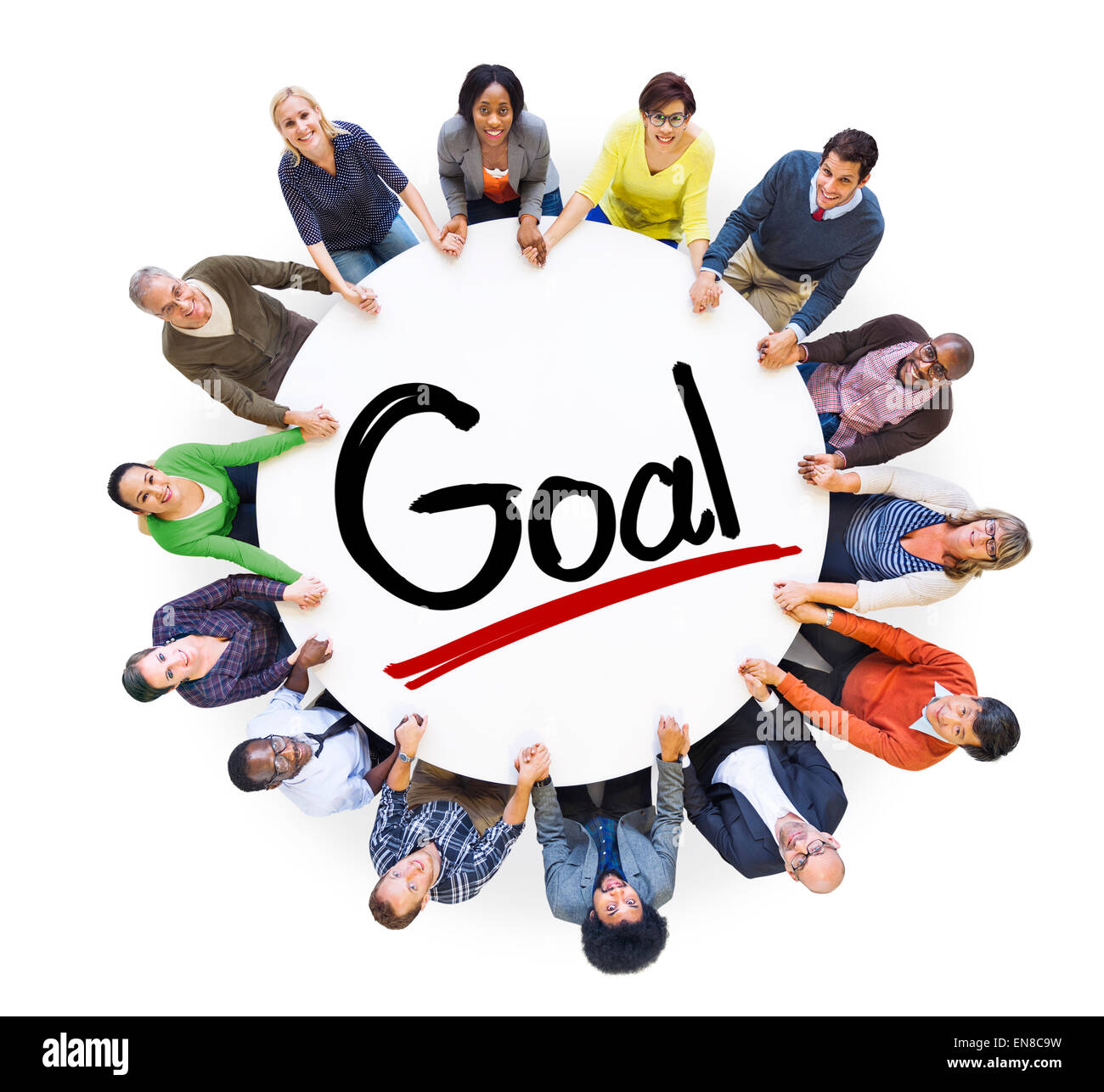 Group of People Holding Hands Around the Word Goal Stock Photo - Alamy