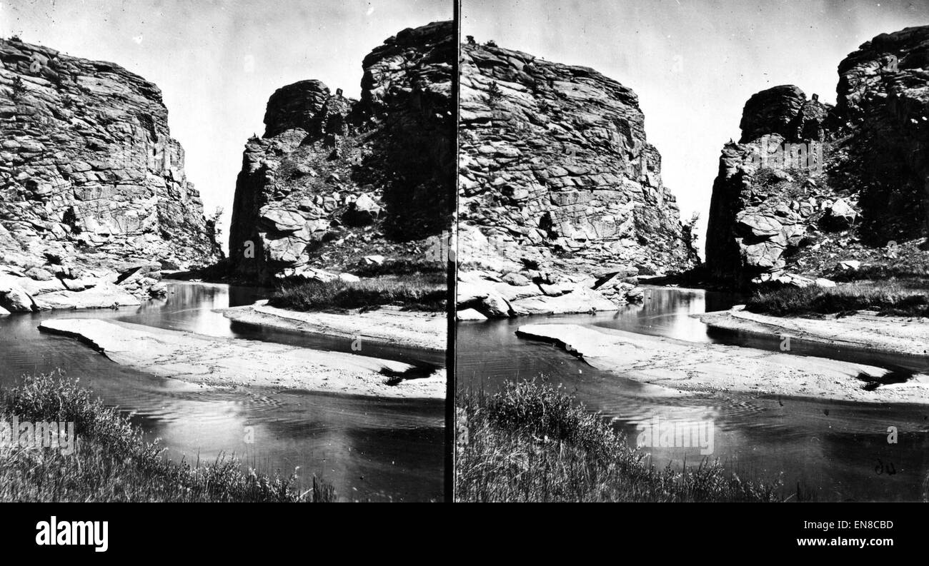 This historic photograph captures Devils Gate along the Sweetwater ...