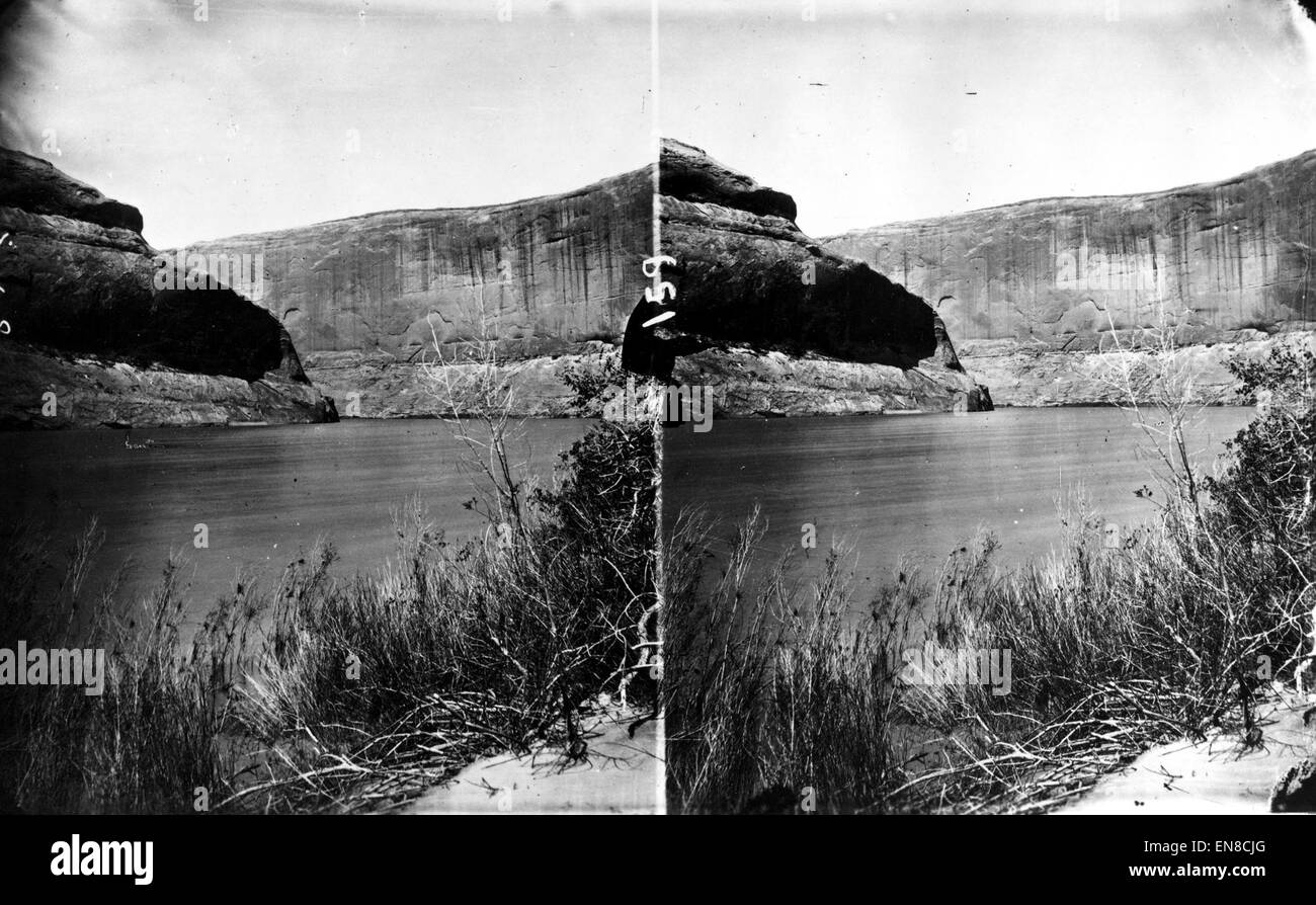 This 1872 photograph of Glen Canyon shows the Colorado River at high ...