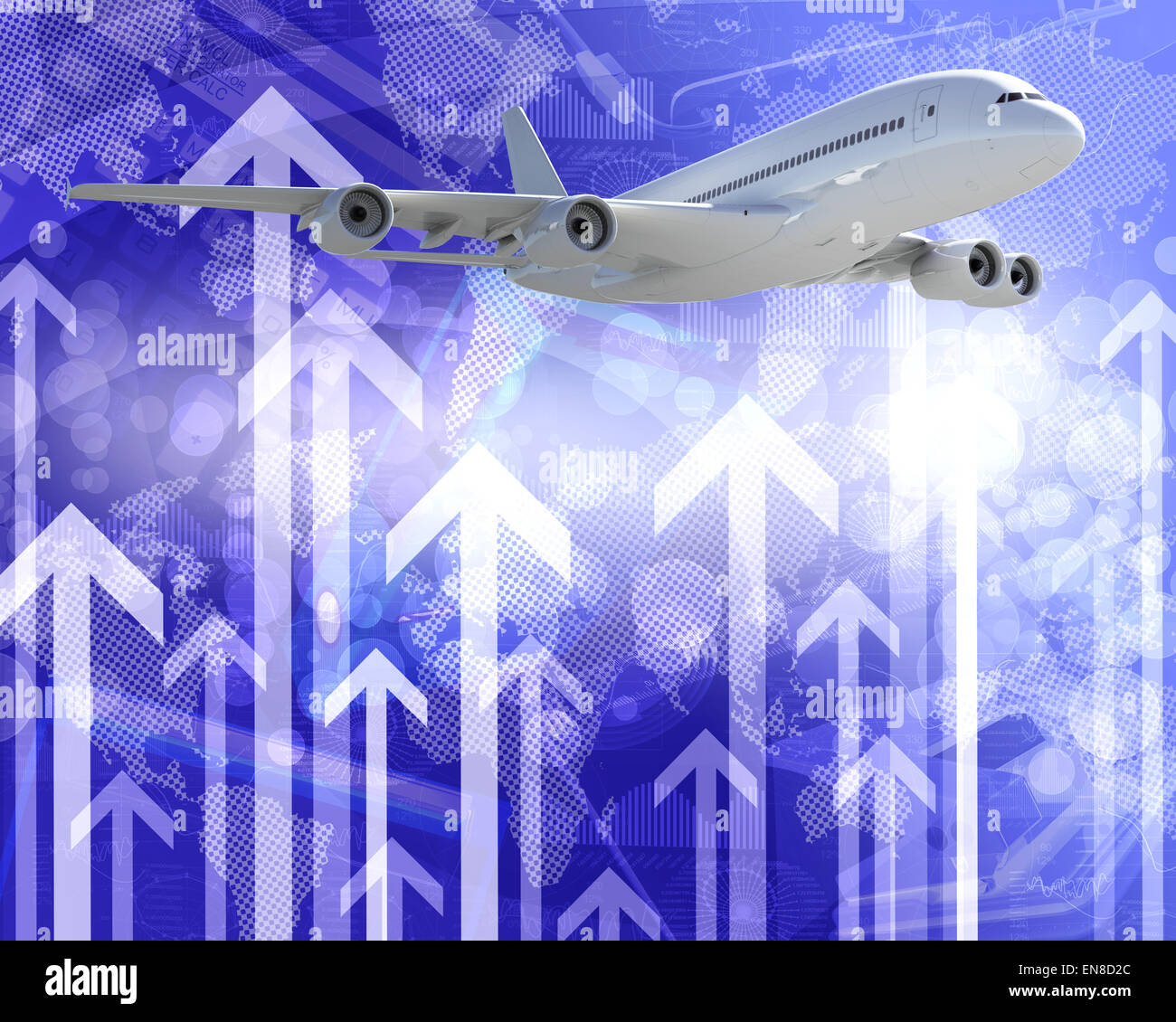 Bottom view of jet with arrows up Stock Photo - Alamy
