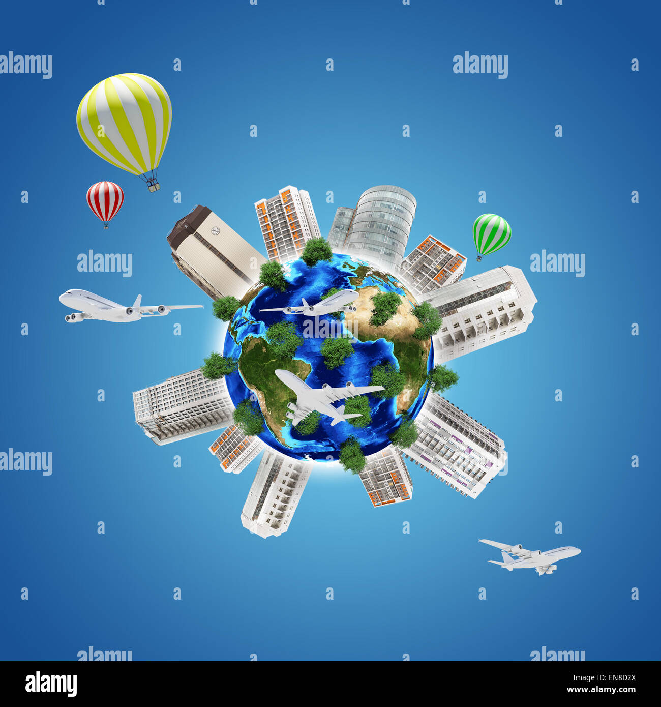 Balloon earth city hi-res stock photography and images - Alamy