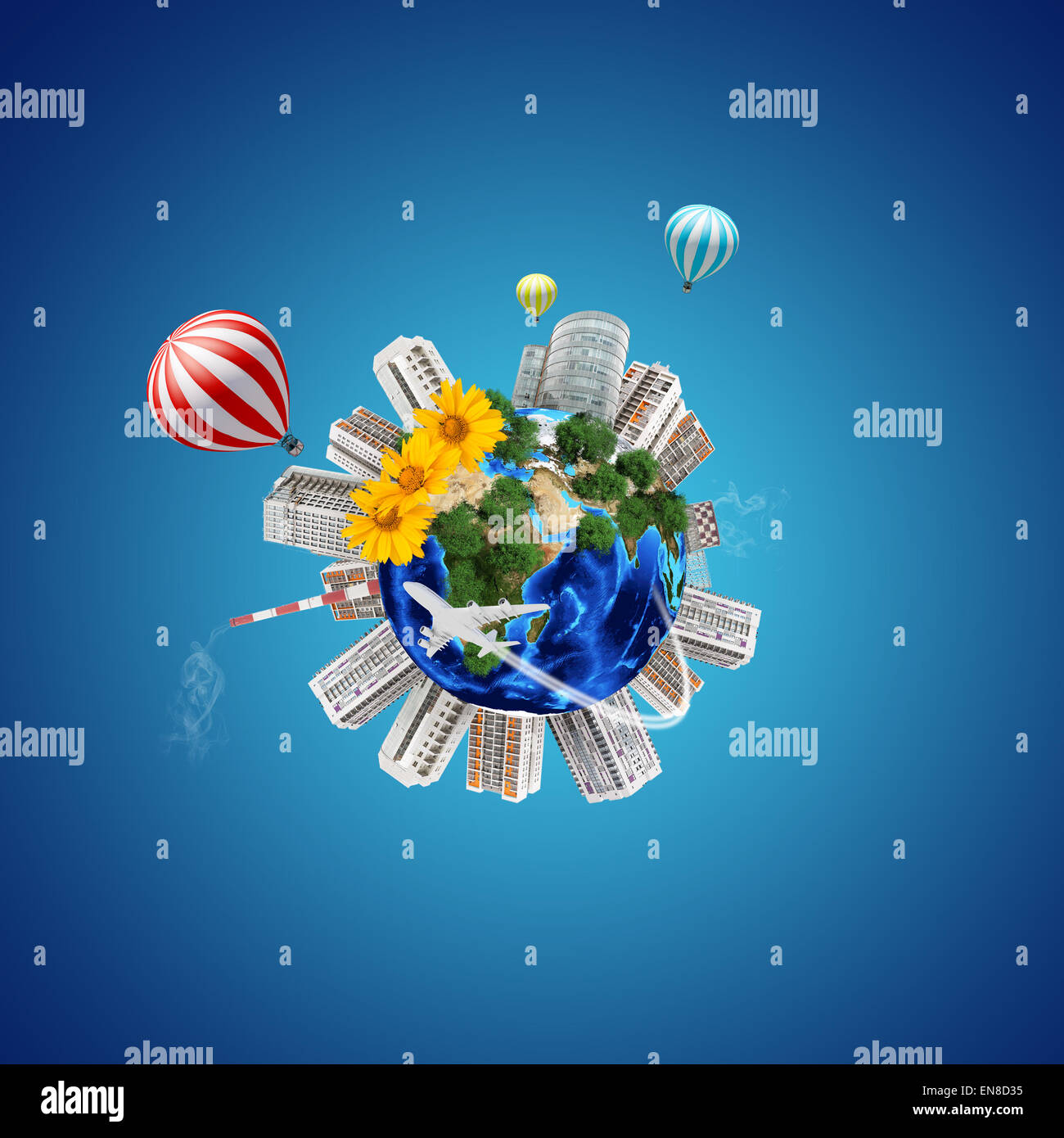 Balloon earth city hi-res stock photography and images - Alamy