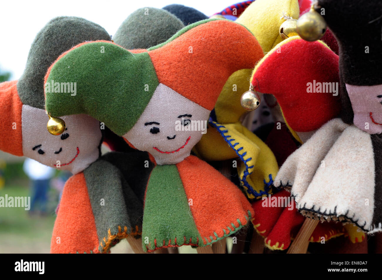 medieval dolls on sale at a medieval market in libusin czech republic ...