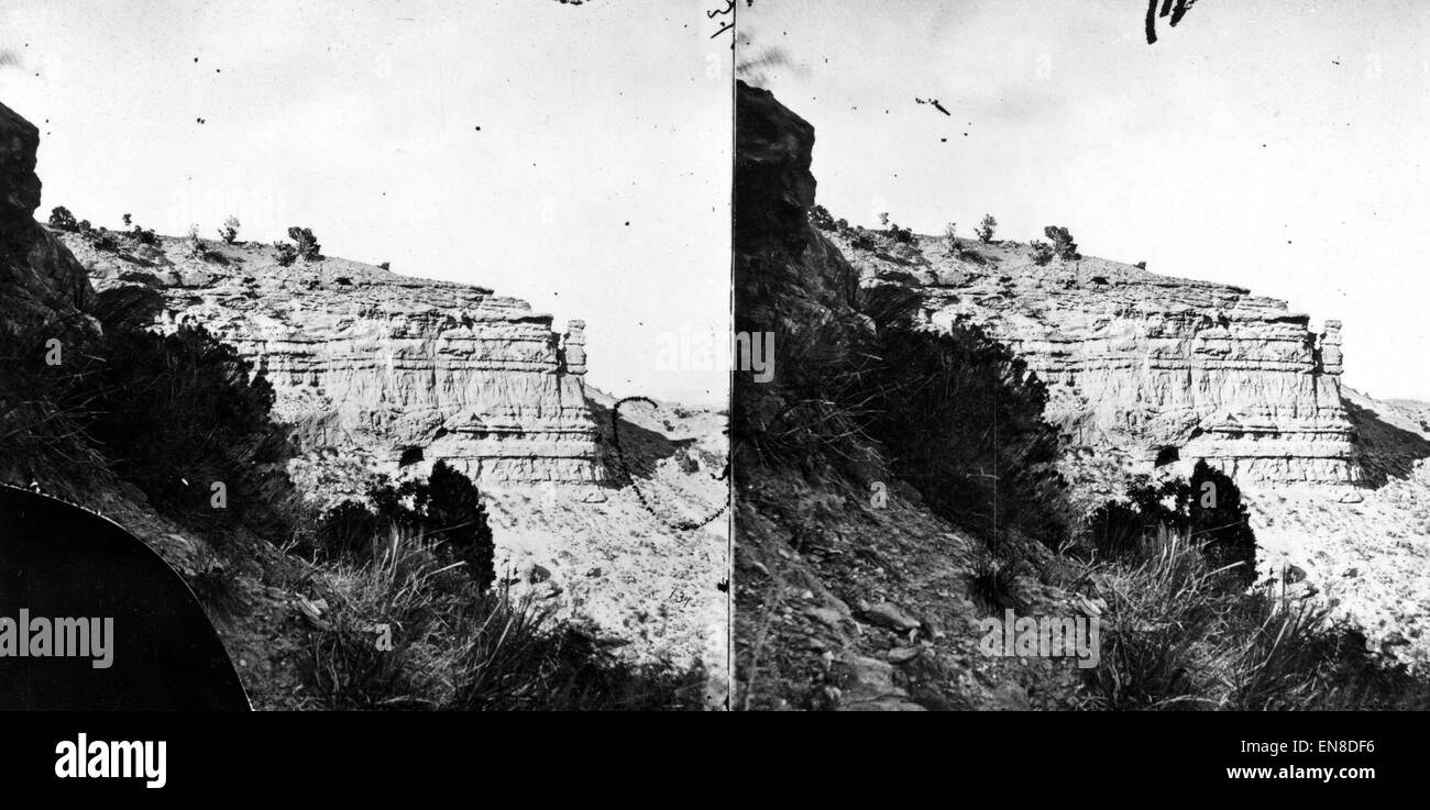 This photograph from 1869 depicts the walls of Castle Rock in Summit ...