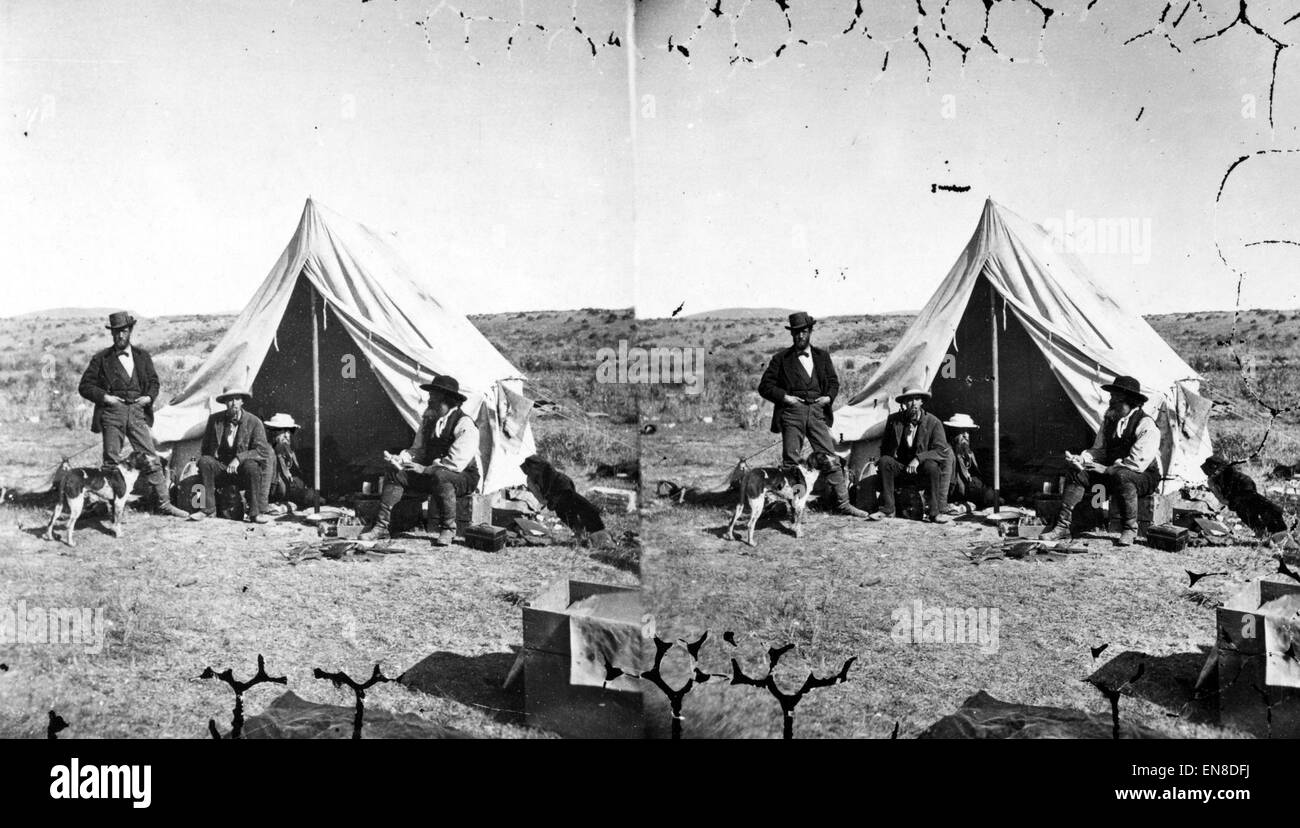 This image captures a camp scene set in Yellowstone National Park ...