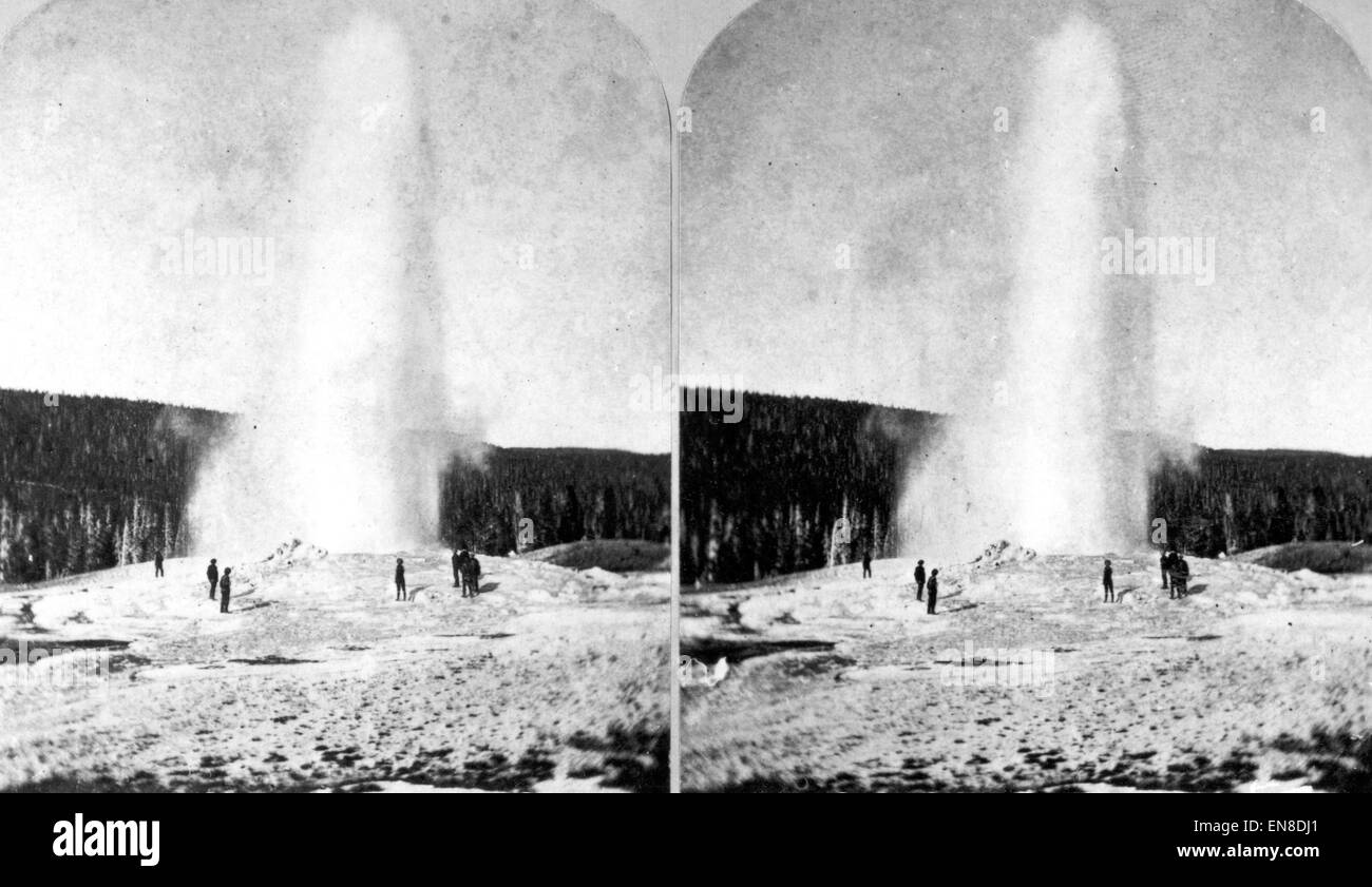 Old Faithful, one of the most famous geysers in the world, located in ...