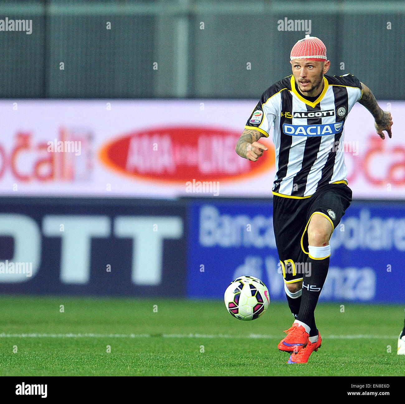 Udine, Italy. 28th April, 2015. Udinese's forward Cyril Thereau during ...