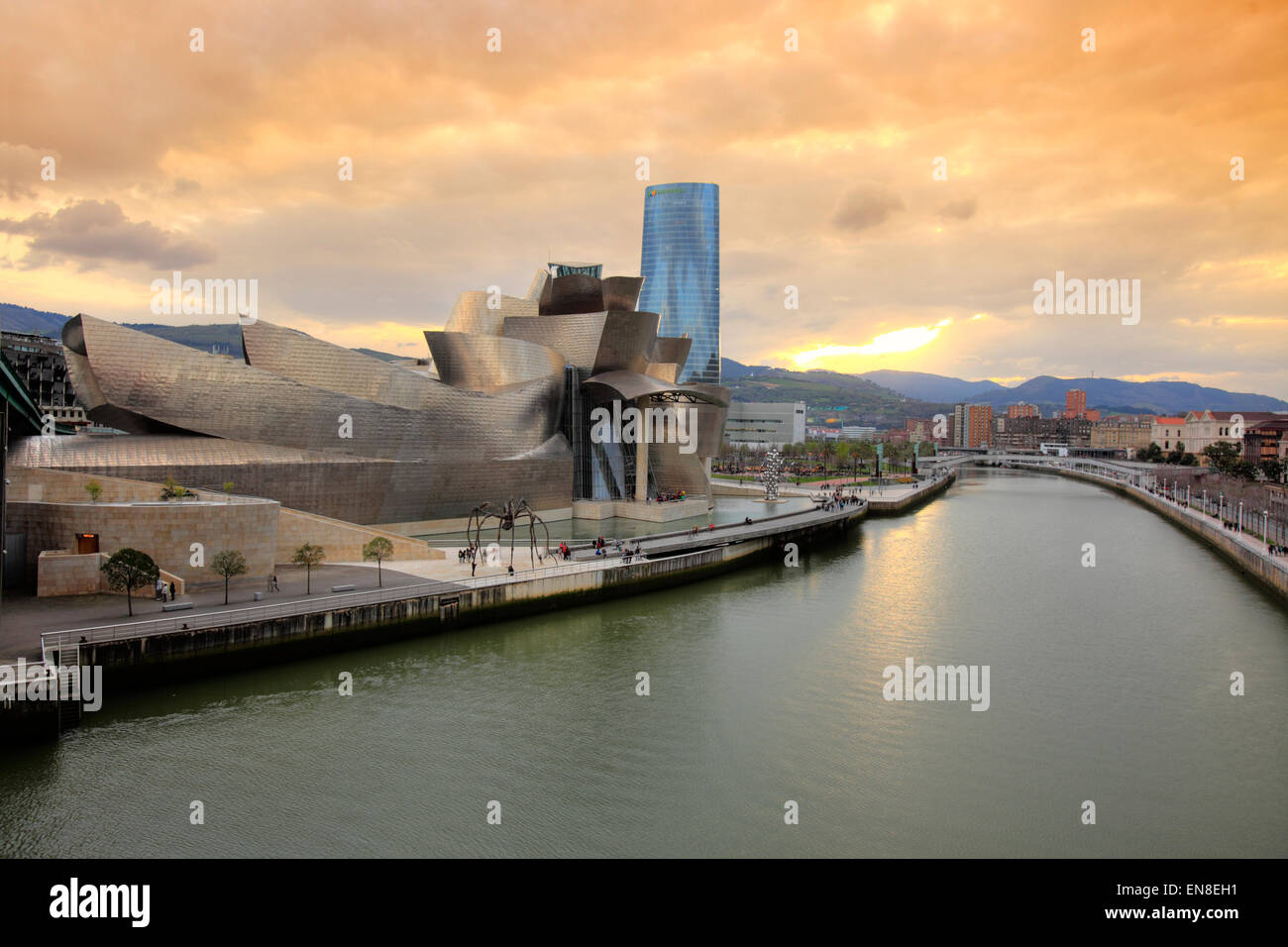 The modern Guggenheim Museum at sunset, Bilbao, Spain Stock Photo - Alamy