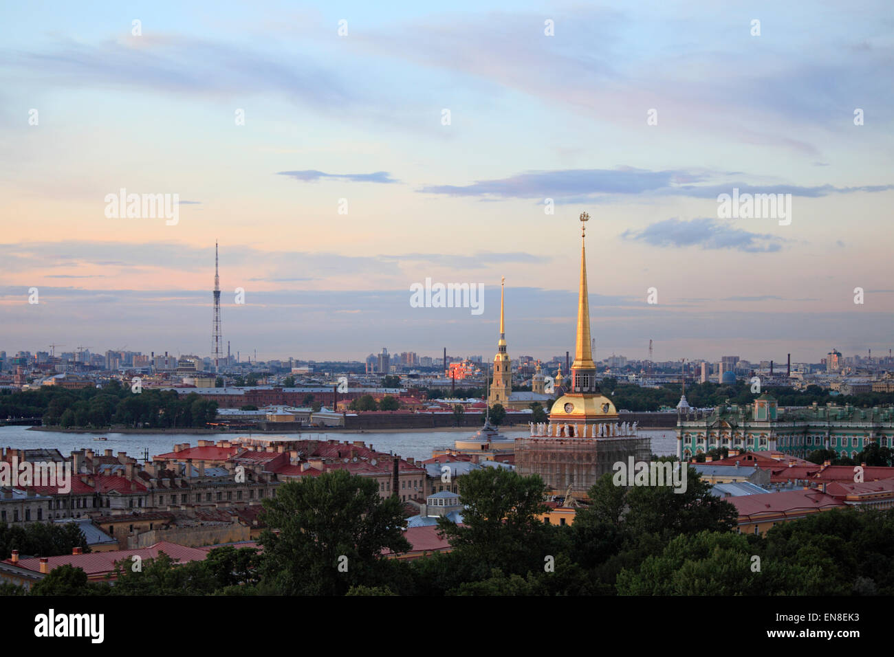 The Admiralty gilded spire, topped by a small sail warship, and Peter ...