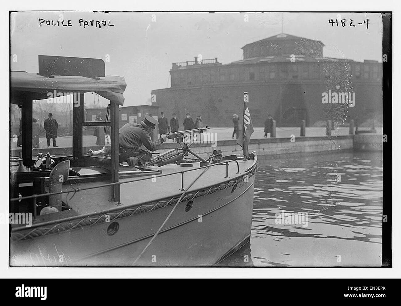This photograph shows a police patrol vehicle in action, capturing the ...