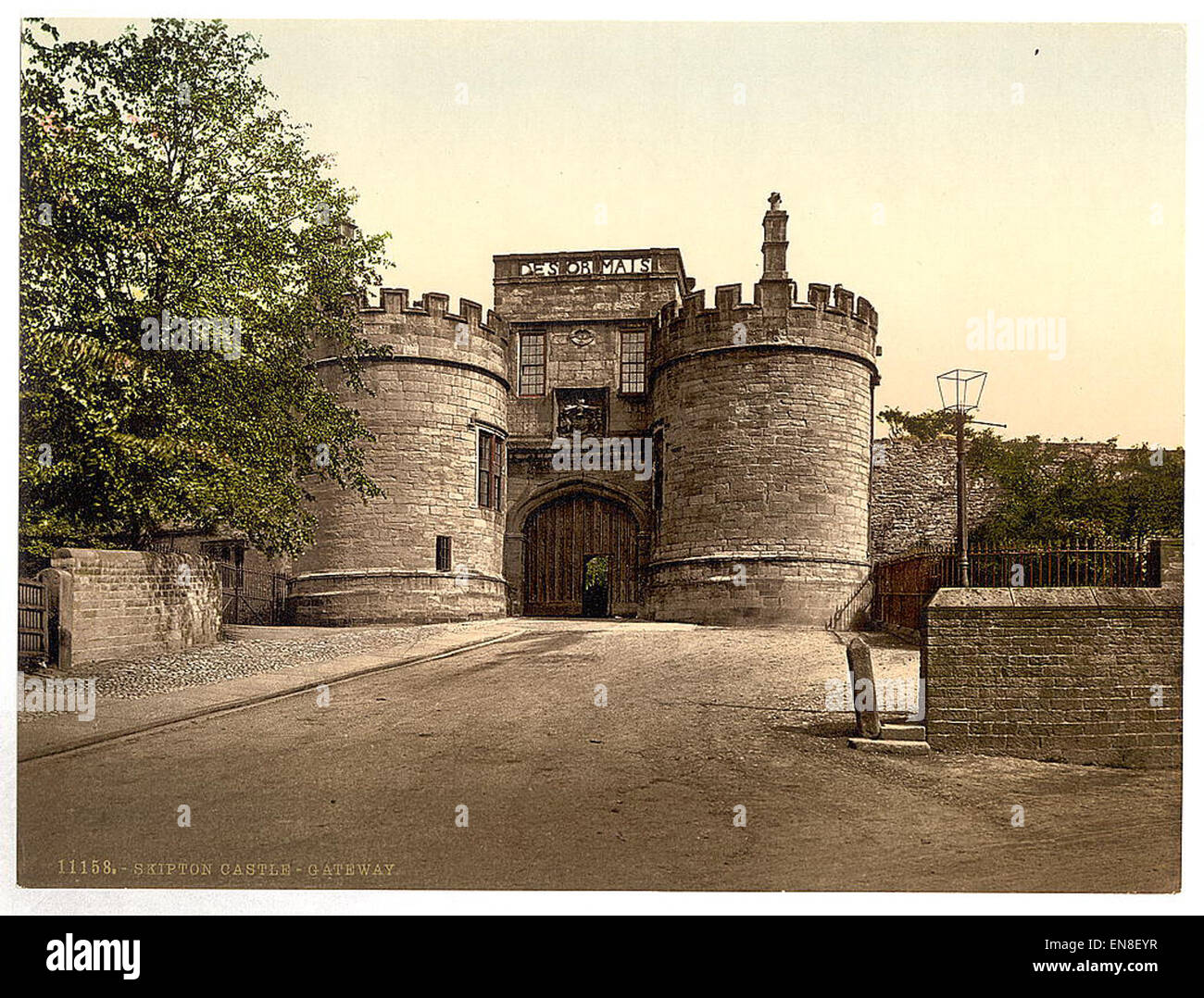 Skipton Castle in Yorkshire, England, is a well-preserved medieval fortress. The gateway, a key ...