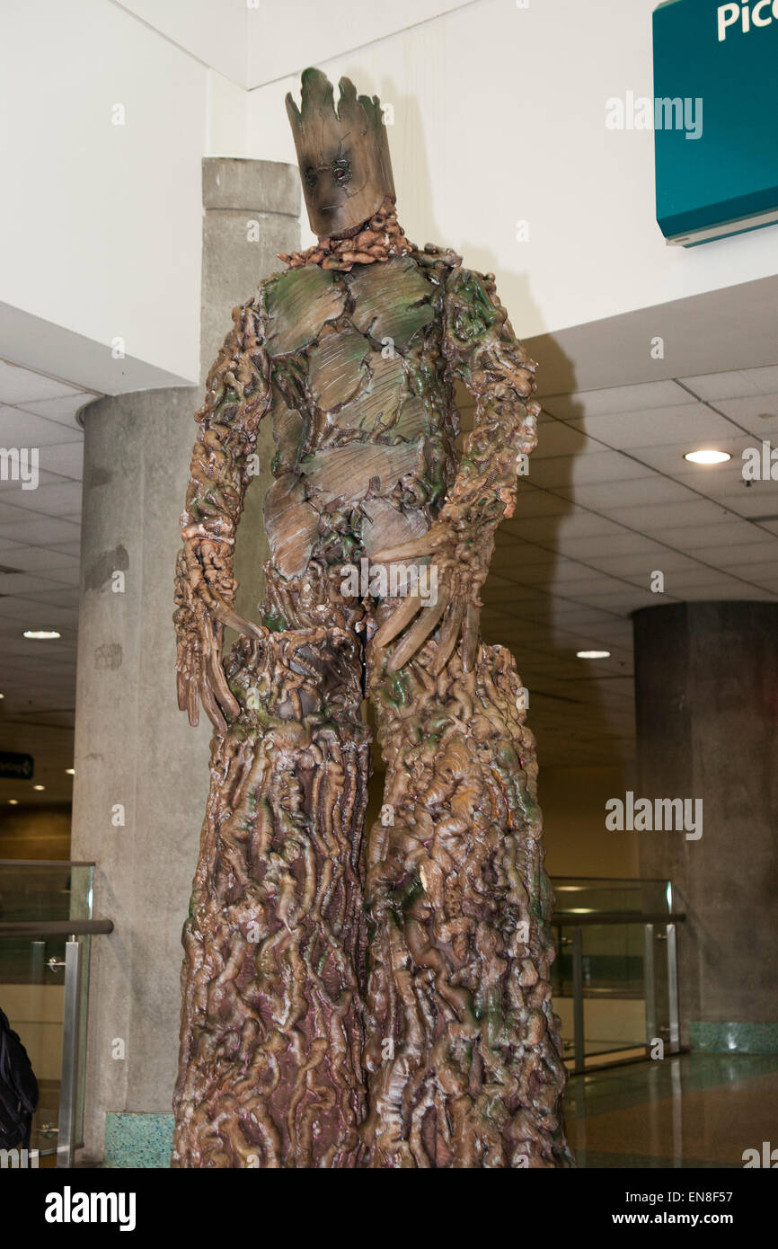 A two story tall Groot cosplay from Guardians of the Galaxy at the 2014 ...