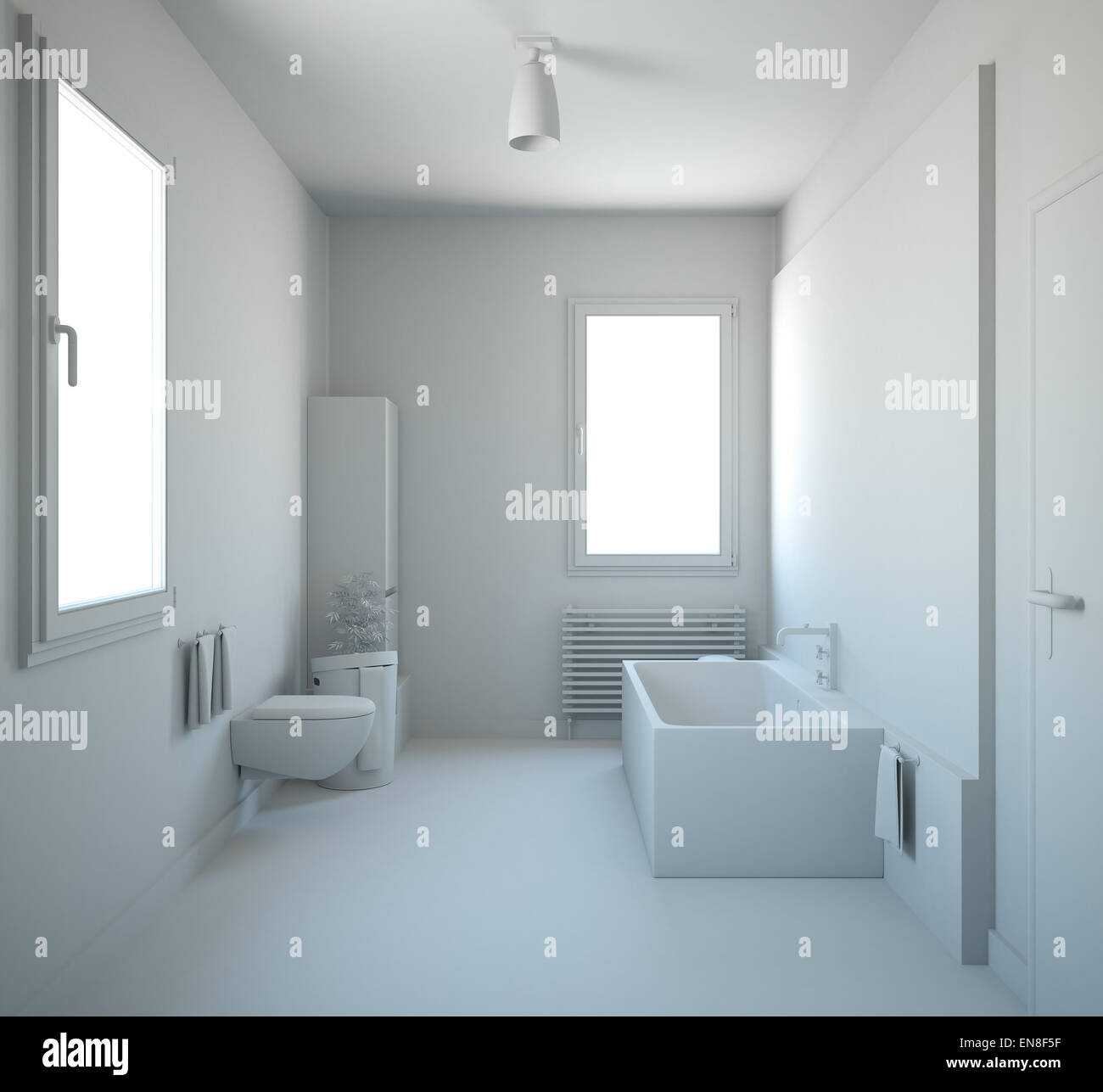 3D interior rendering of a bathroom with furnitures Stock Photo - Alamy