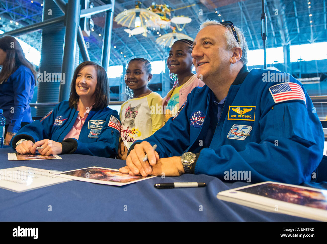 NASA astronauts Megan McArthur Behnken and Mike Massimino celebrate the ...