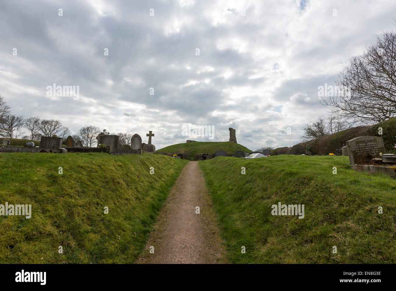 View of the remains of Kilpeck Castle near the Church of St Mary and St ...
