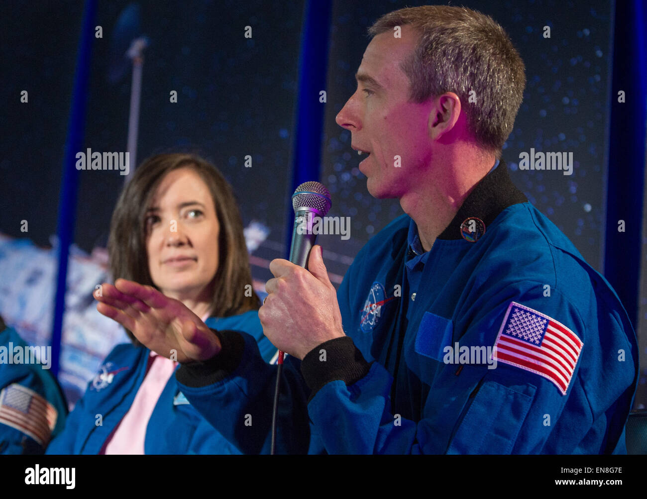 NASA astronaut Andrew Feustel speaks as part of a panel discussion at ...