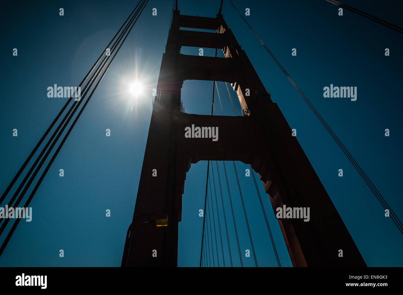 Golden Gate Bridge in San Francisco, California, USA with sun Stock ...
