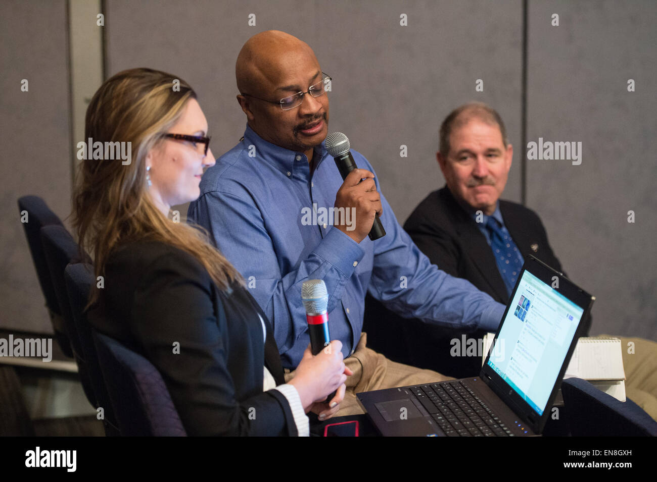 Dwayne Brown moderates a celebration event at NASA Headquarters ...