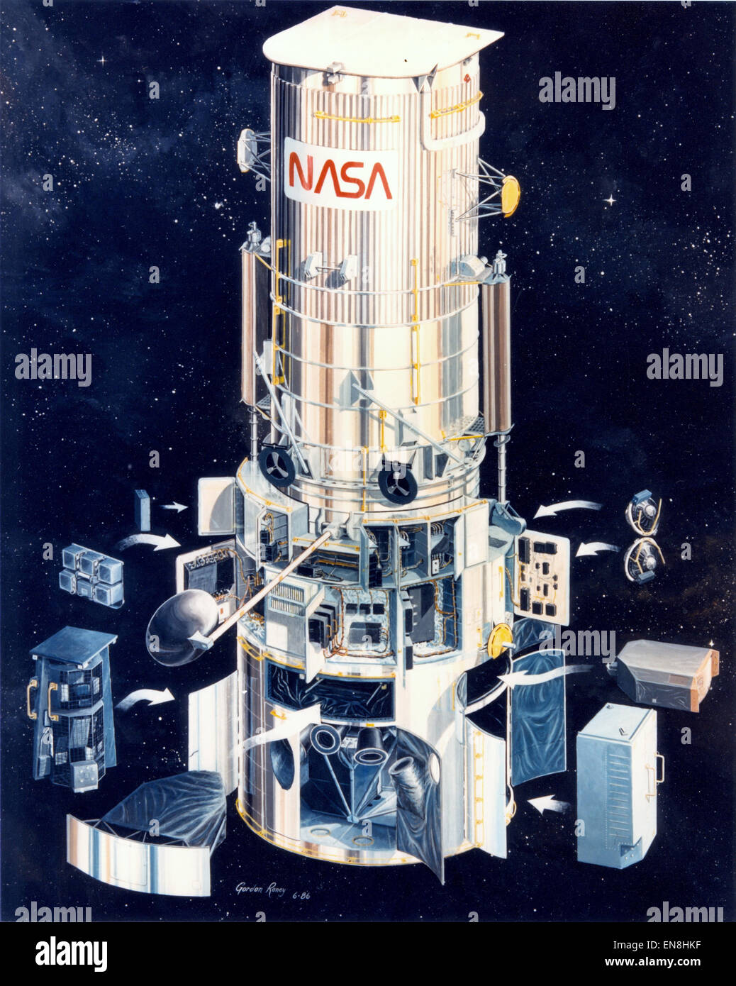 The Hubble Space Telescope, designed for on-orbit servicing, relies on ...