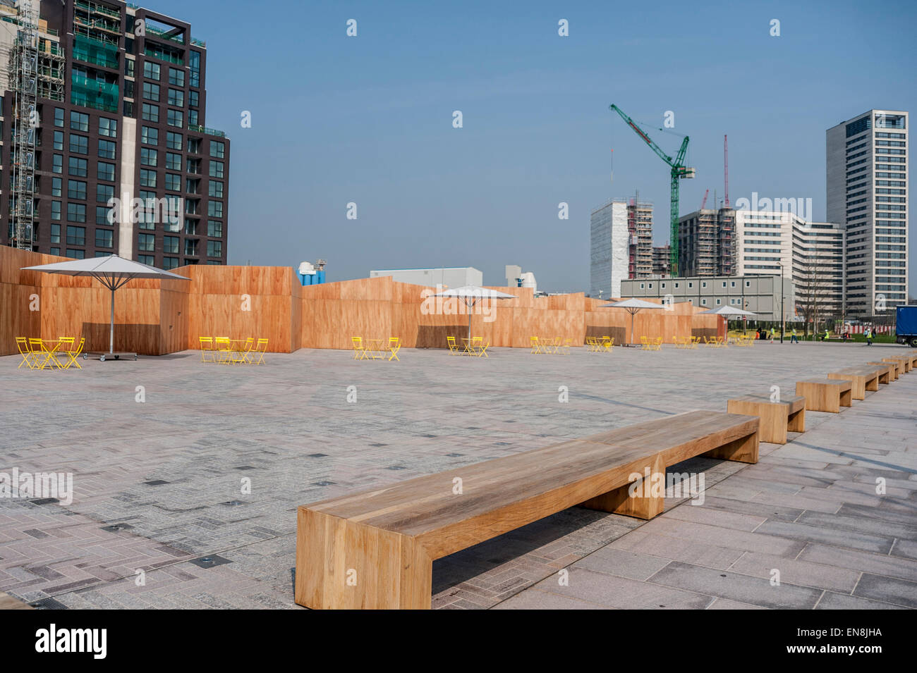London, UK, 8 April 2015. Cafe style seating at the newly developed ...