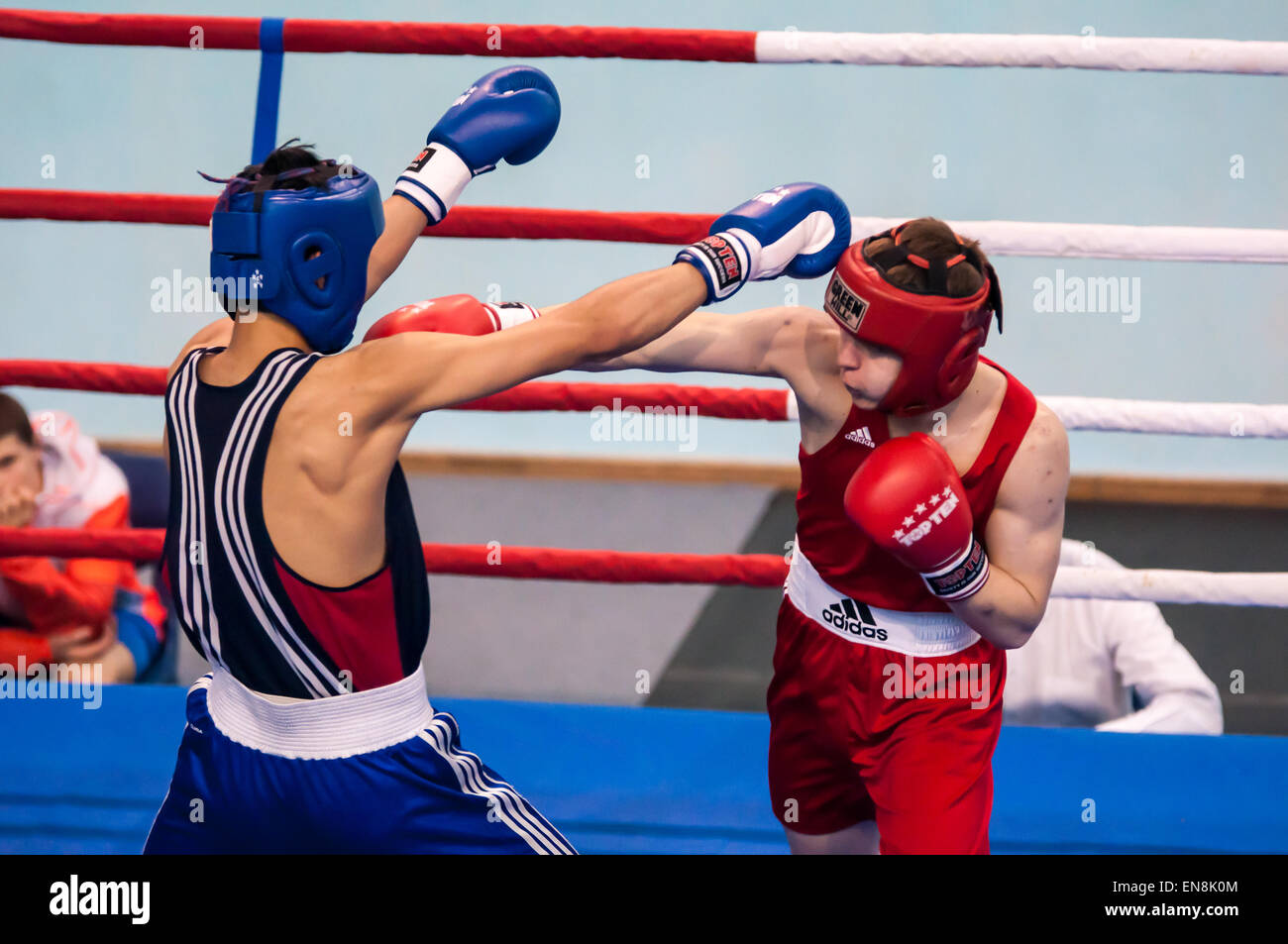 Orenburg, Russia - 29 April 2015: Fight boxers on All-Russian ...