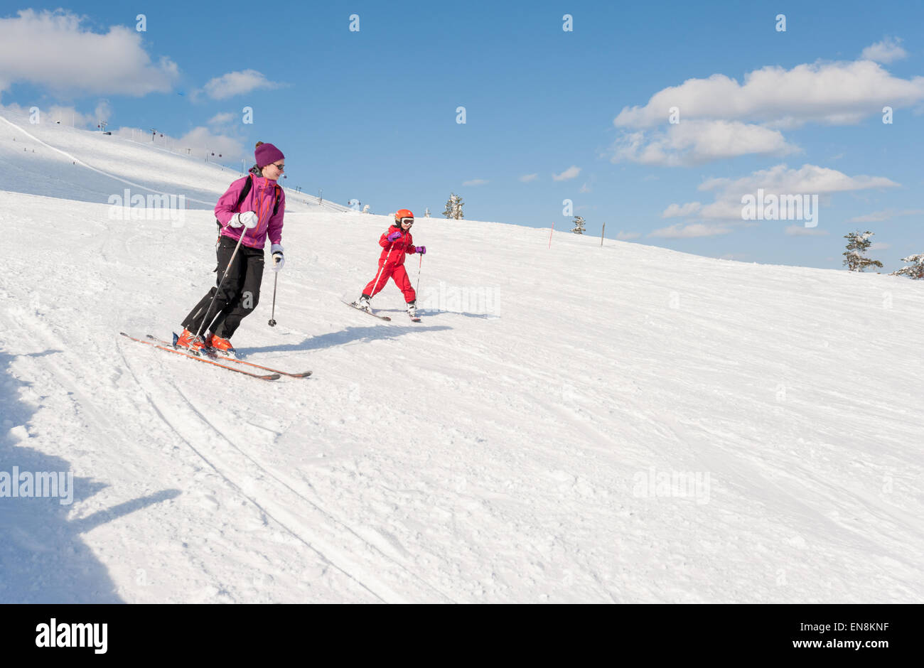 Spring skiing at Ylläs ski resort, Lapland, Finland Stock Photo - Alamy