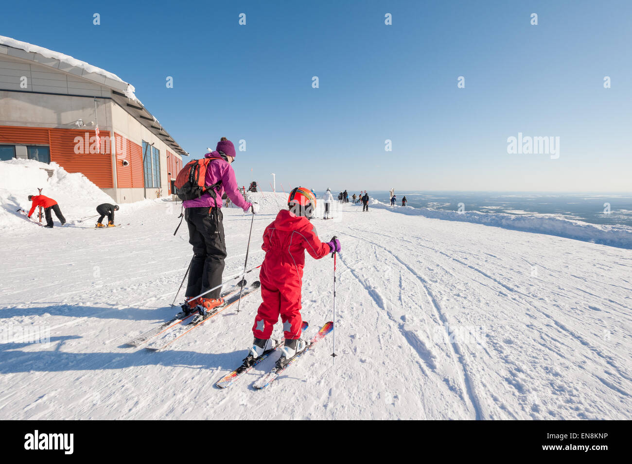 Spring skiing at Ylläs ski resort, Lapland, Finland Stock Photo - Alamy