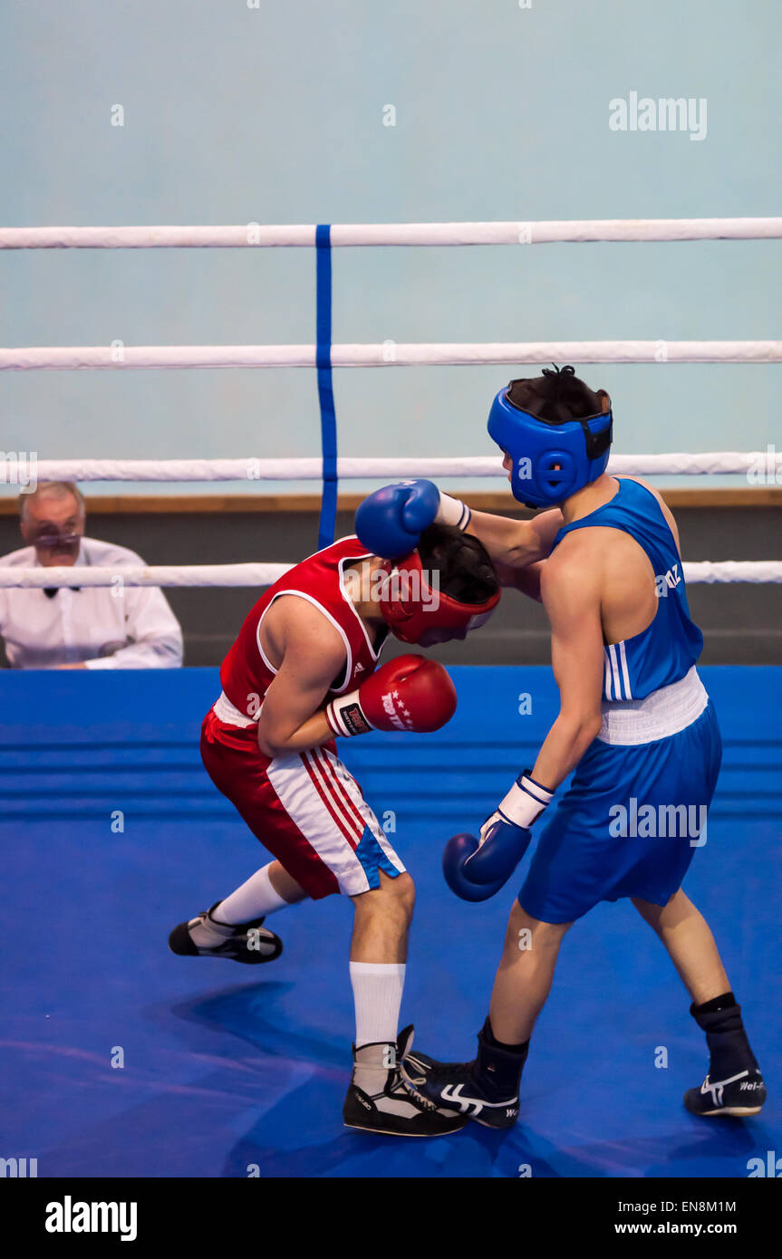 Orenburg, Russia - 29 April 2015: Fight boxers on All-Russian ...
