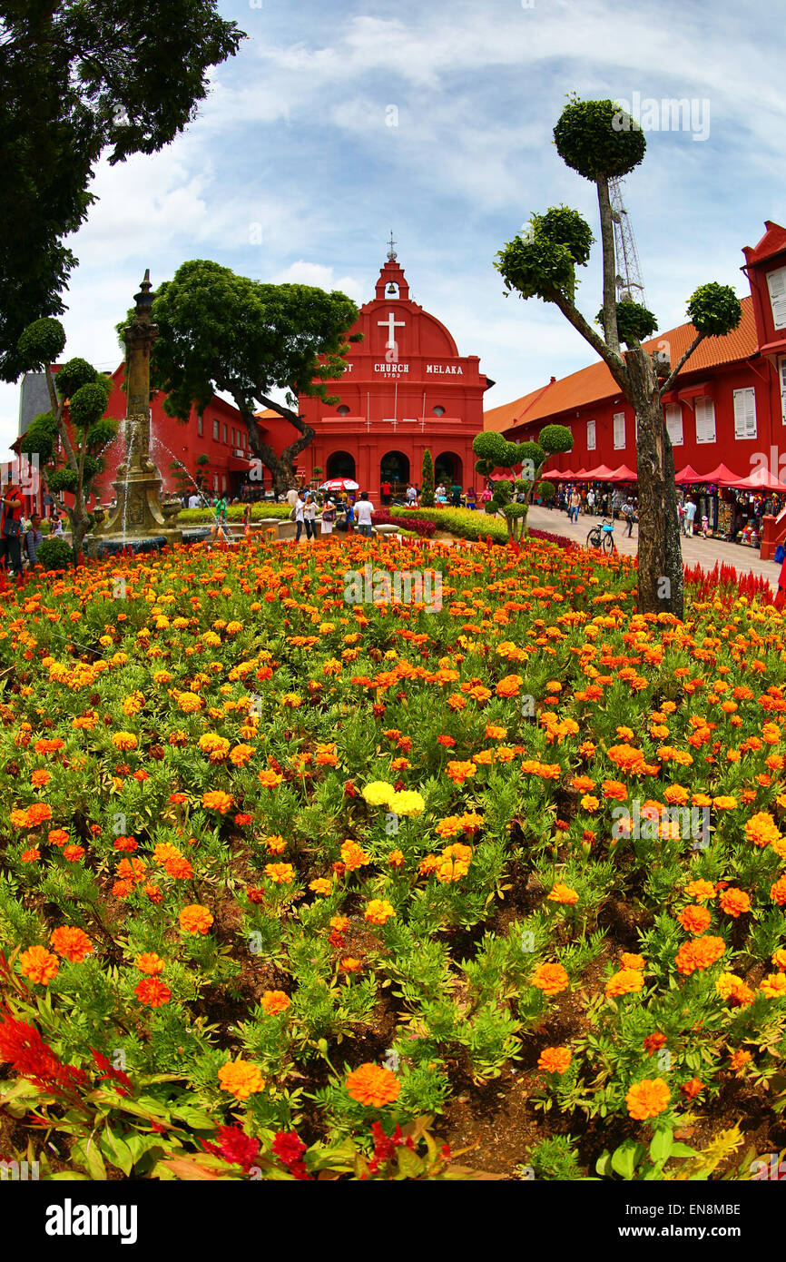 Christ Church in Dutch Square, known as Red Square, in Malacca ...