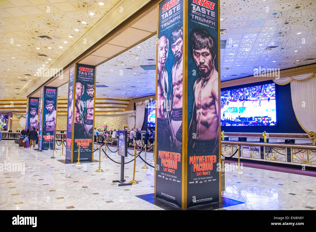 Las Vegas, Nevada, USA. 28th April, 2015. Posters at the MGM Grand ...