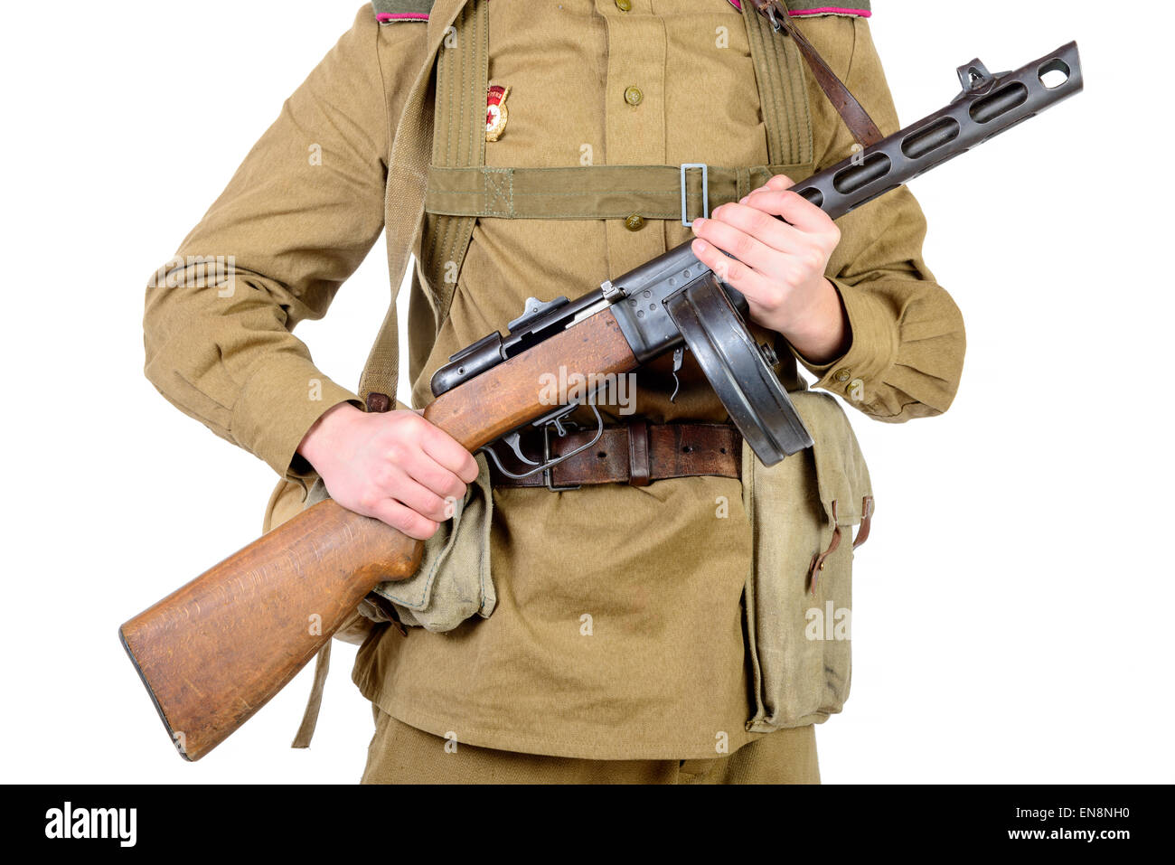 close-up on the machine gun PPSH-41 with soldier Stock Photo - Alamy