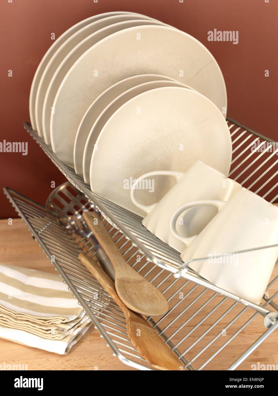 A close up shot of a dish rack Stock Photo - Alamy