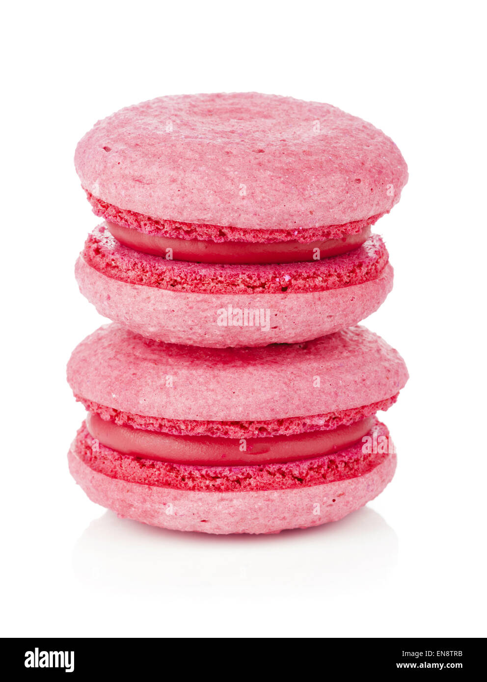 Pink macarons. Isolated on white background Stock Photo - Alamy