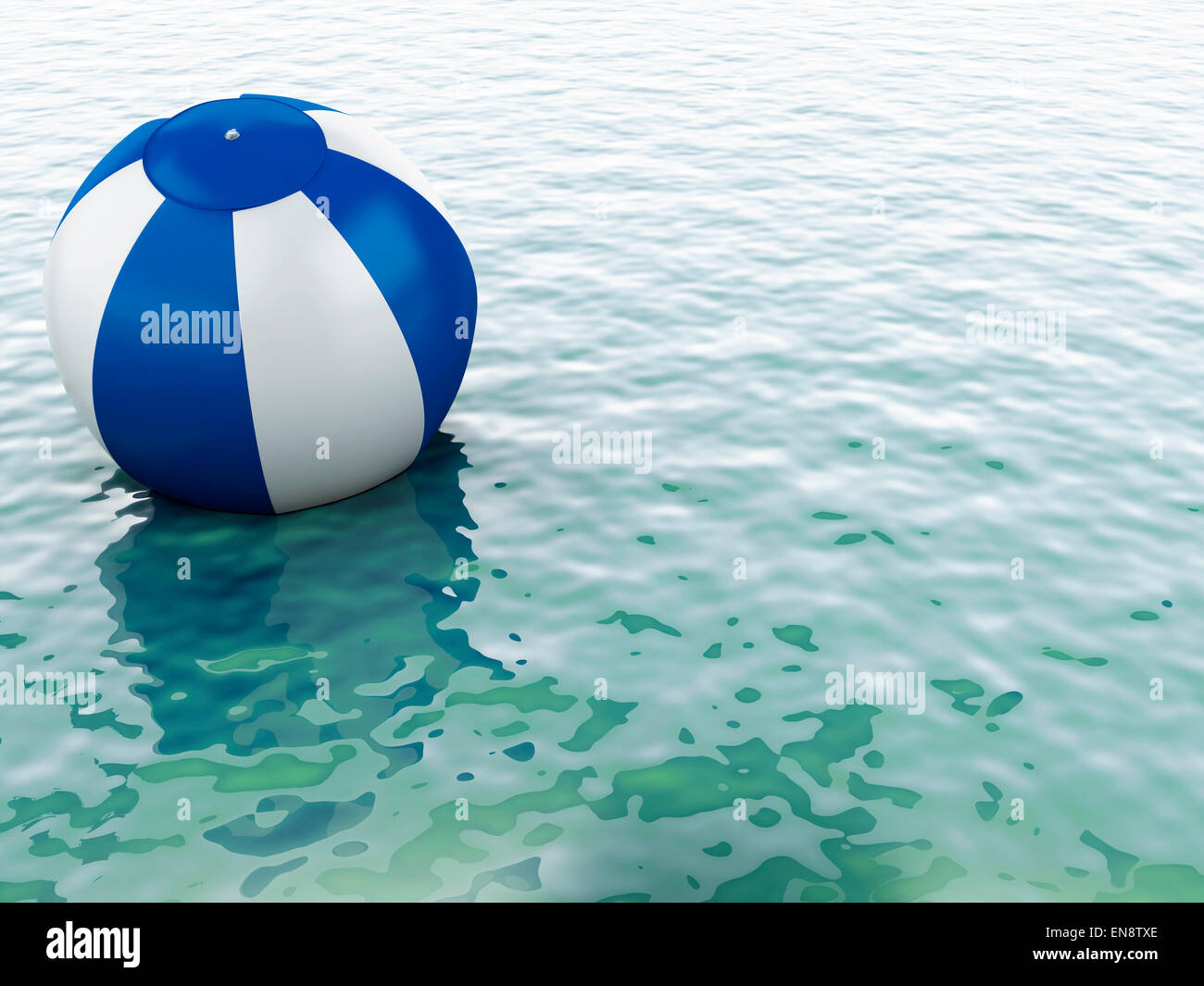3d blue water with beach ball. summer holidays concept Stock Photo - Alamy
