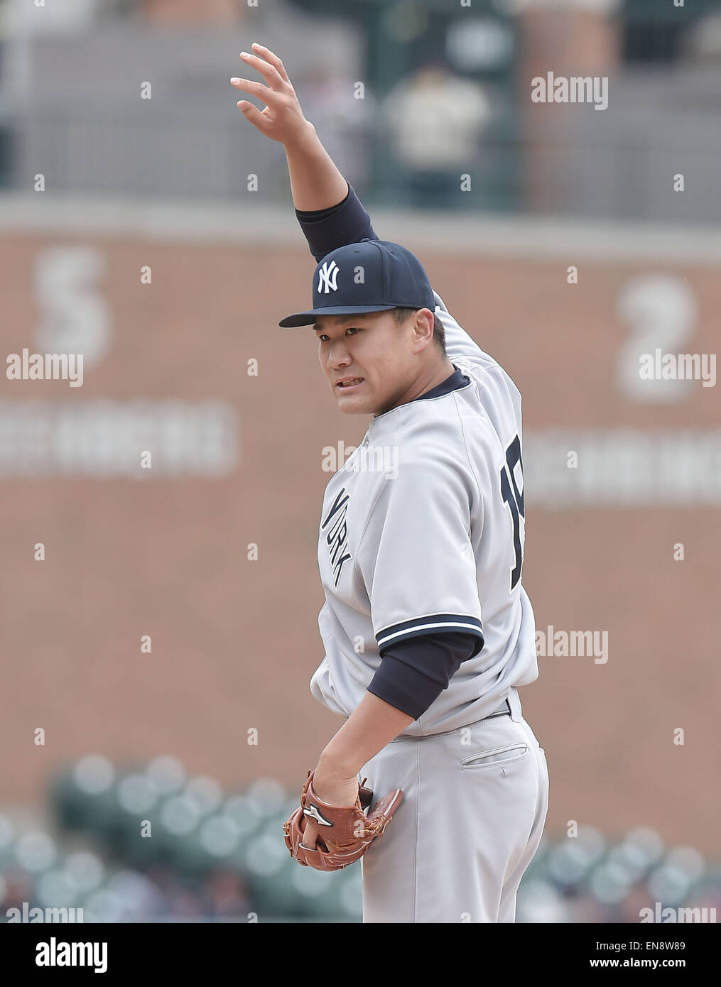 Detroit, Michigan, USA. 23rd Apr, 2015. Masahiro Tanaka (Yankees) MLB : Pitcher Masahiro Tanaka ...