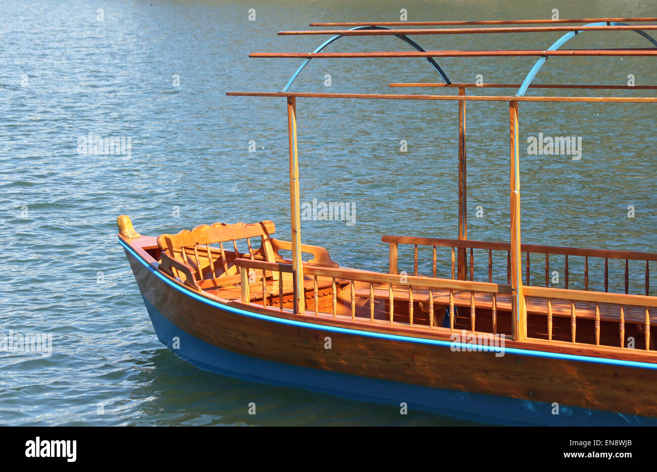 large rowboat to transport passengers on Lake Bled in Slovenia Stock ...