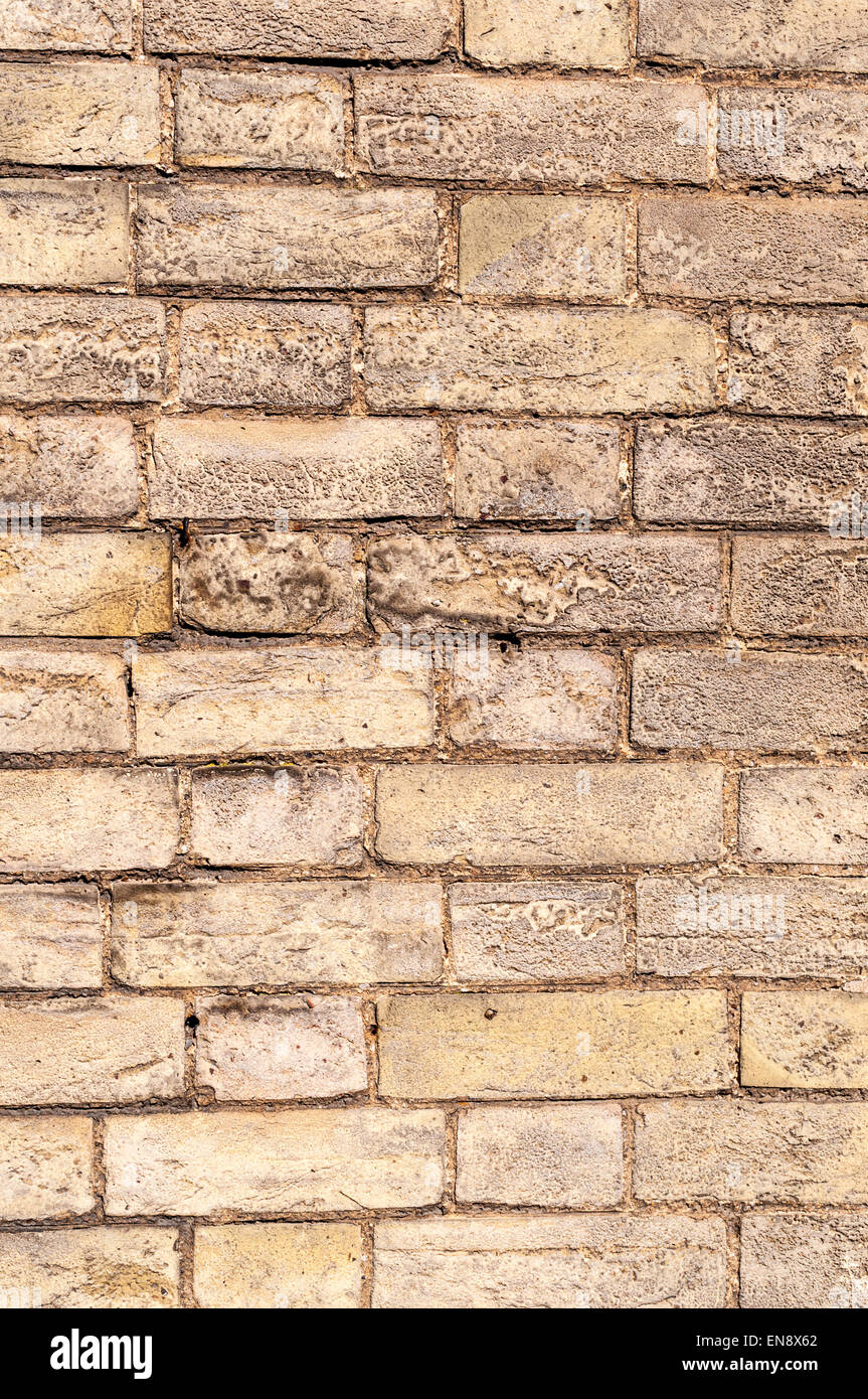 Weathered yellow brick wall vertical view Stock Photo - Alamy