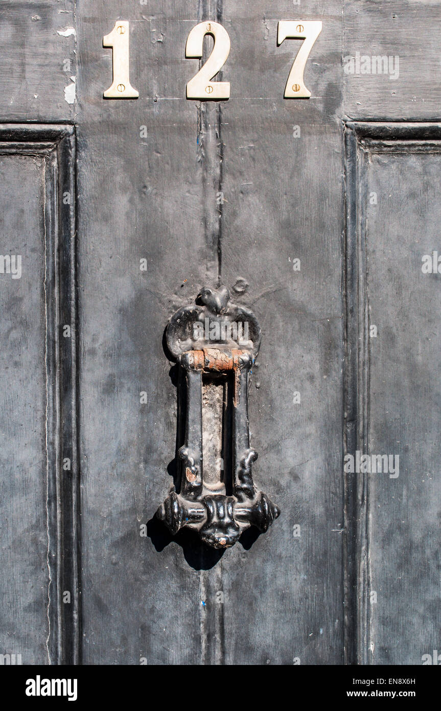 Weathered Door number one hundred and twenty seven painted black Stock ...