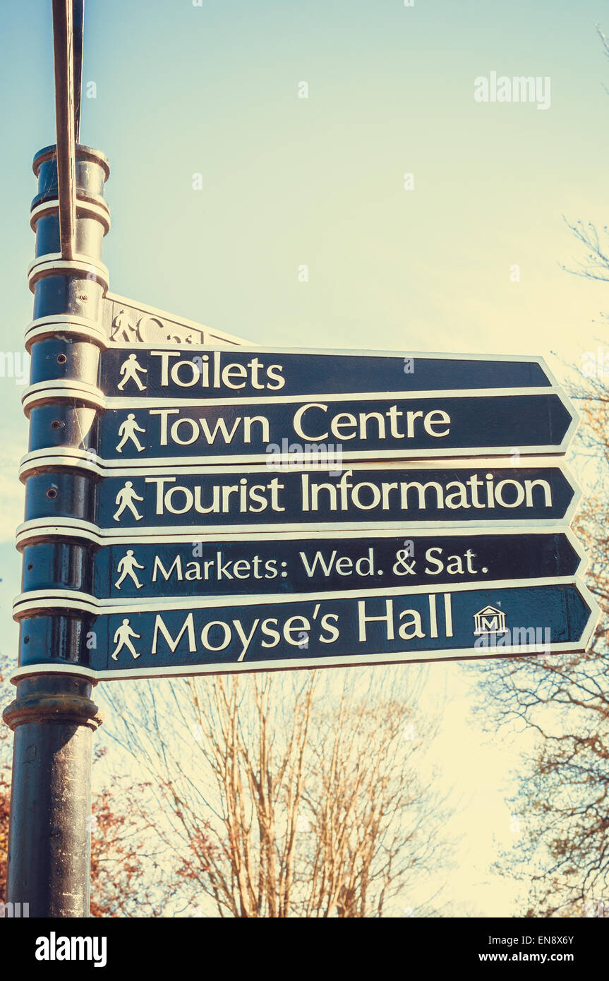 Sign posts to places in Bury St Edmunds, Suffolk Stock Photo - Alamy