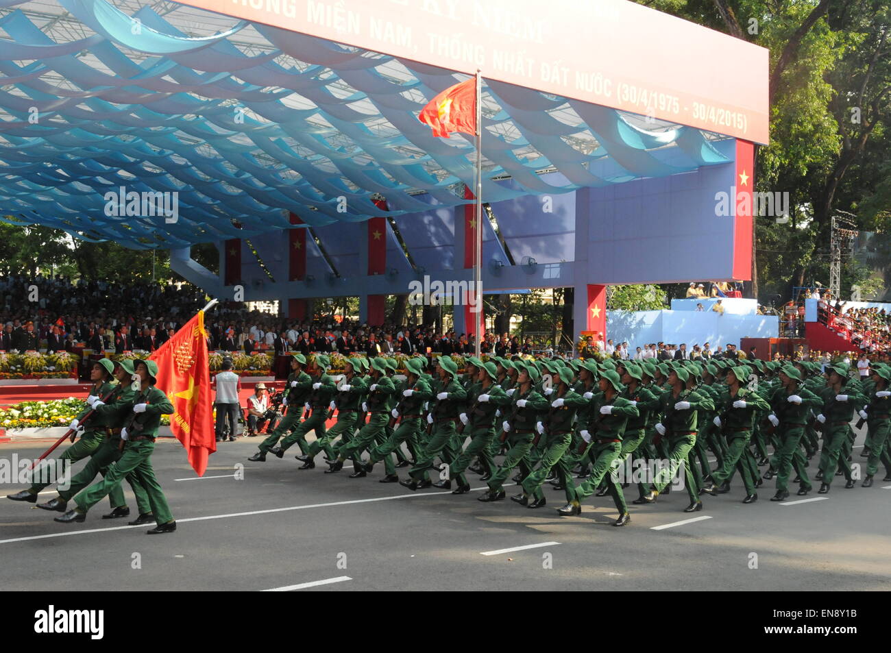 Ho Chi Minh, Vietnam. 30th Apr, 2015. Soldiers march during a military ...