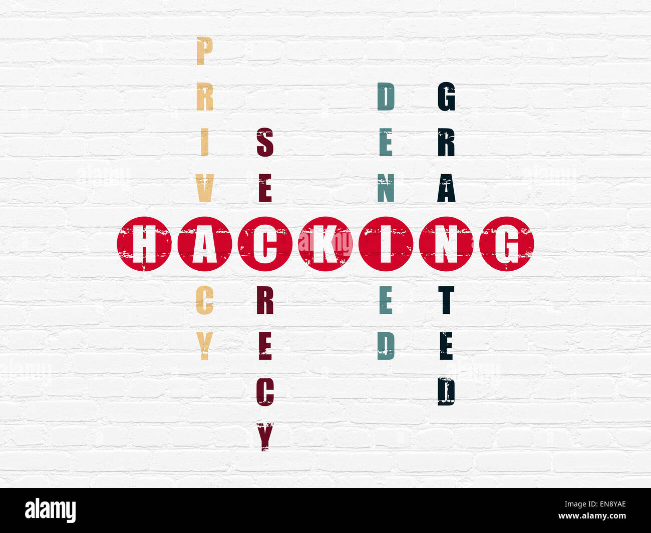 Privacy concept: word Hacking in solving Crossword Puzzle Stock Photo ...