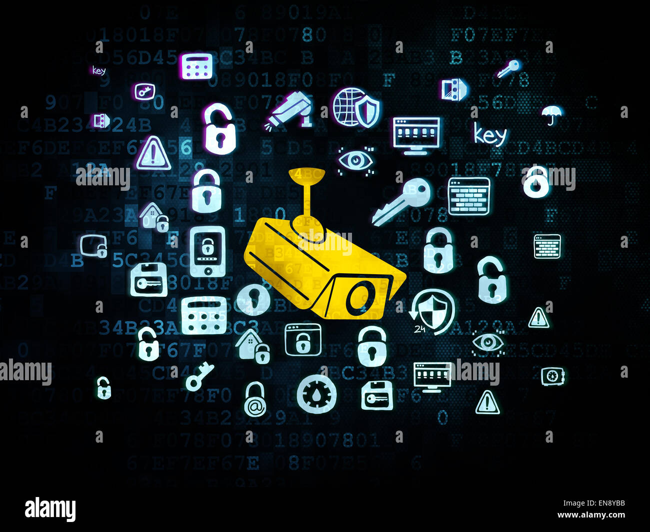 Protection concept: Cctv Camera on Digital background Stock Photo - Alamy