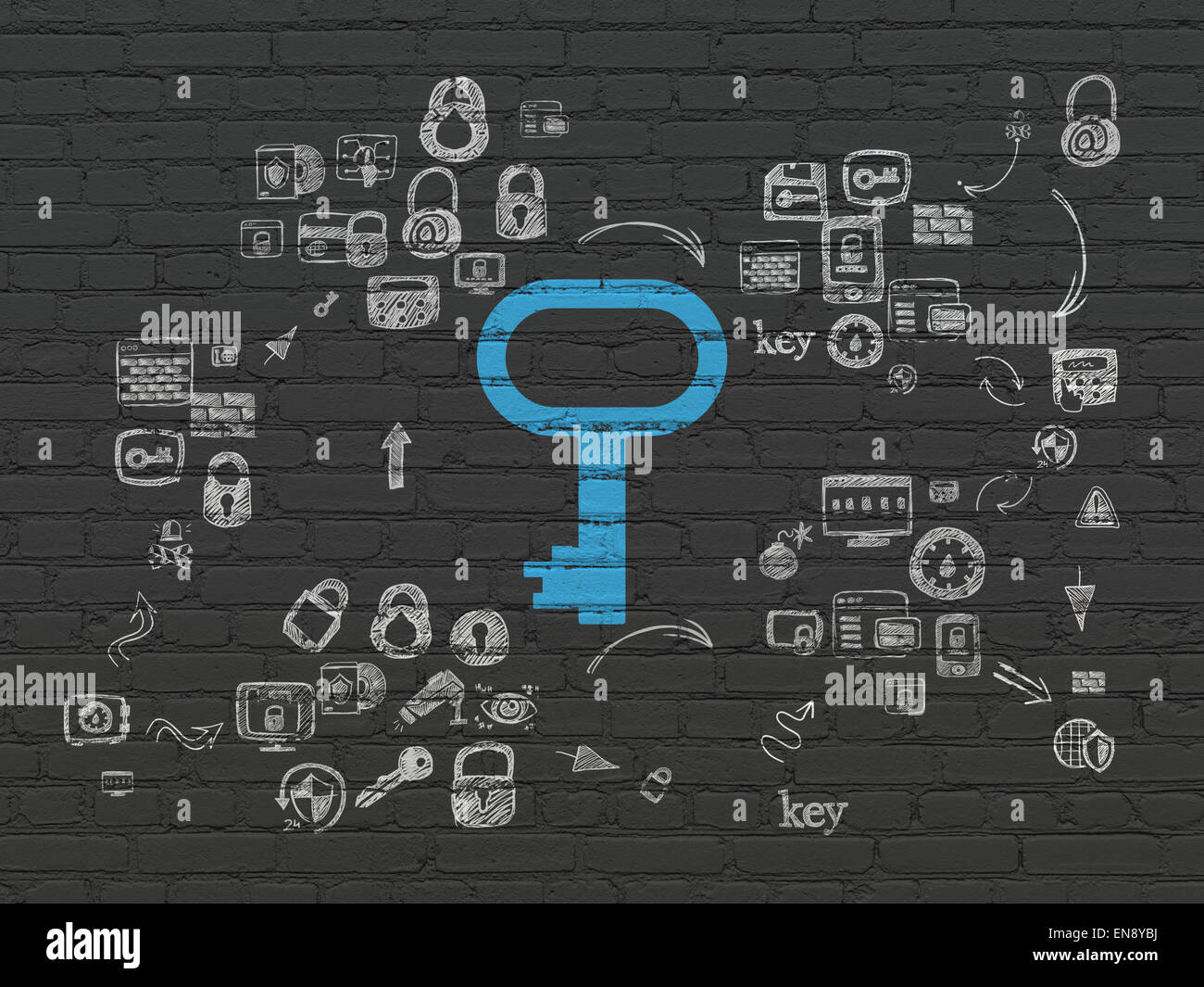 Security concept: Key on wall background Stock Photo - Alamy