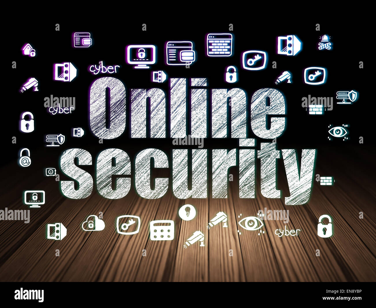 Safety concept: Online Security in grunge dark room Stock Photo - Alamy