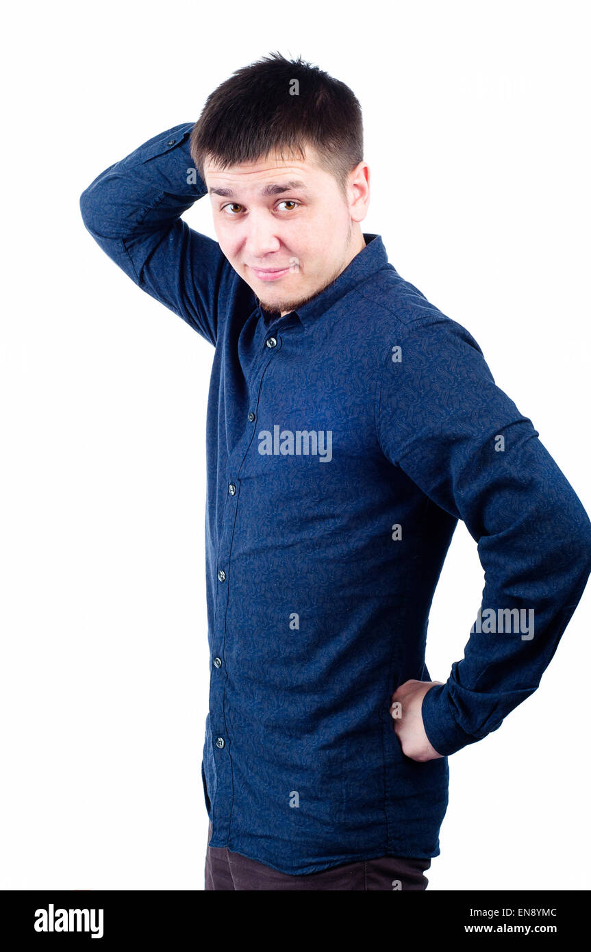 Portrait of successful young man showing satisfaction Stock Photo - Alamy