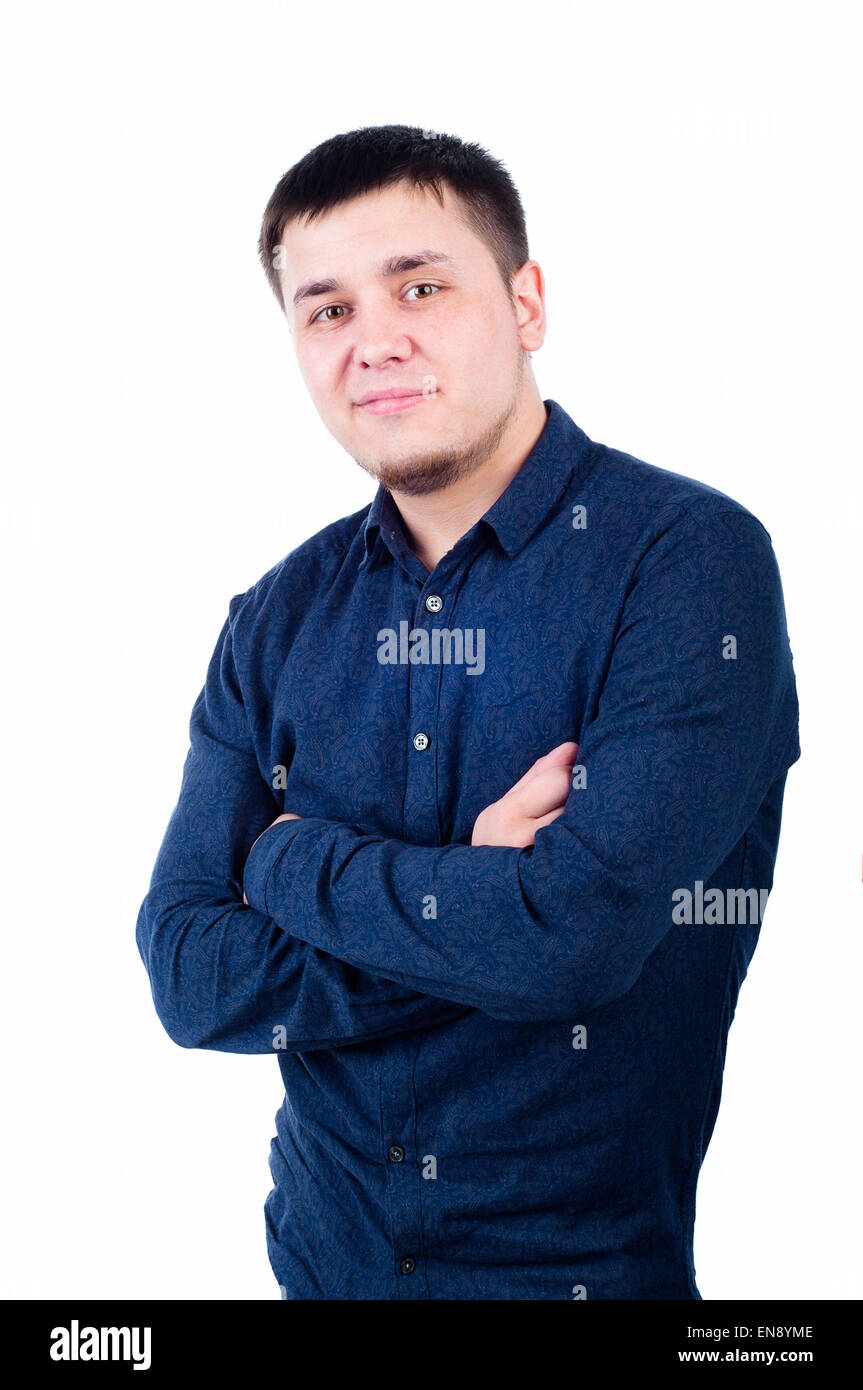 Portrait of successful young man showing satisfaction Stock Photo - Alamy