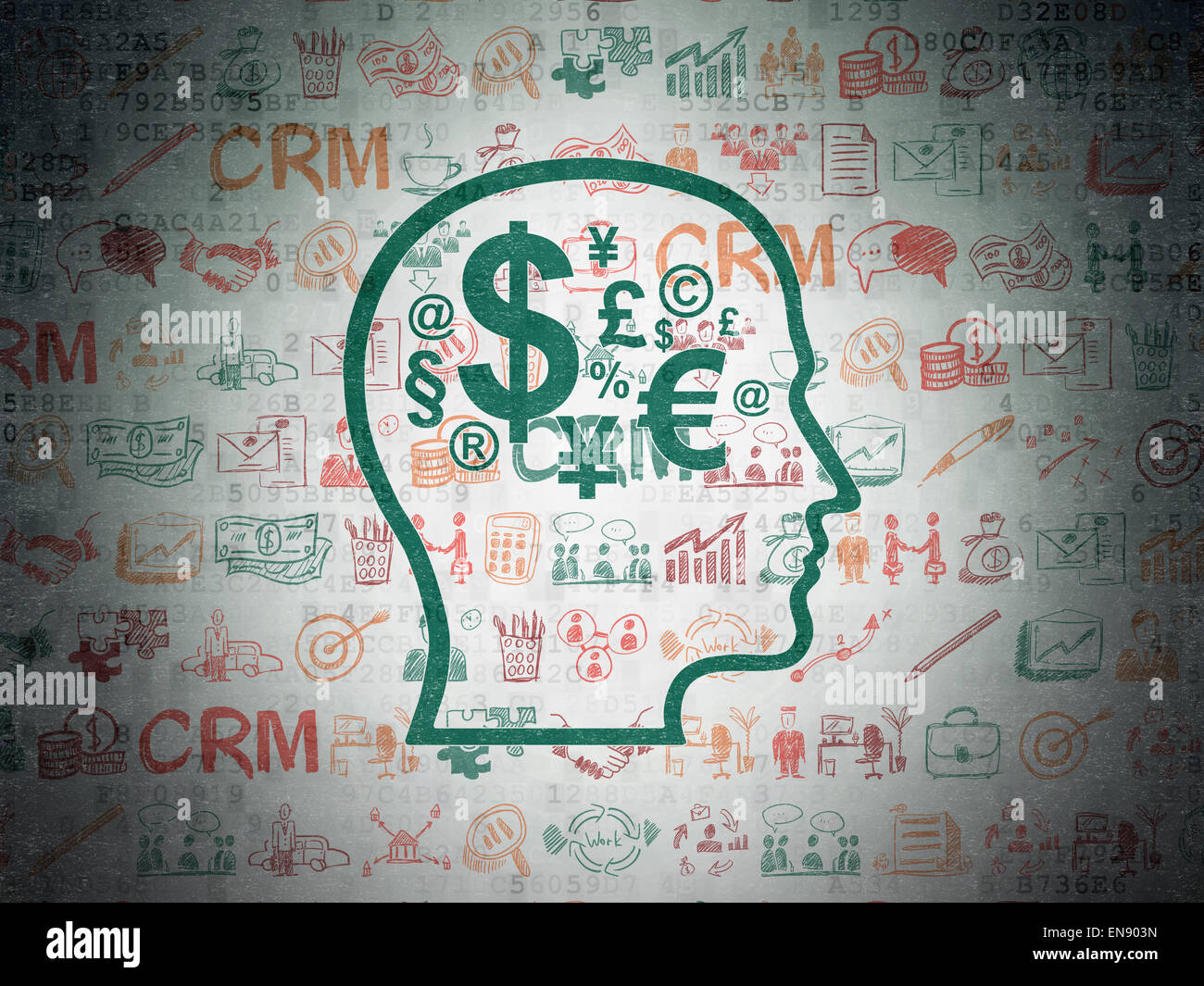 Business concept: Head With Finance Symbol on Digital Paper Stock Photo ...
