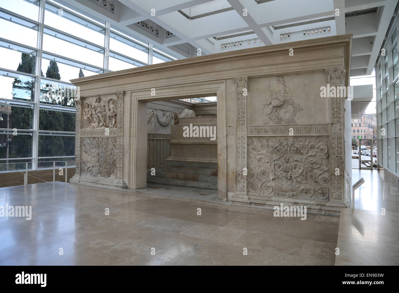 Italy. Rome. Ara Pacis Augustae. Altar dedicated to Pax. 13-9BC. Facade ...