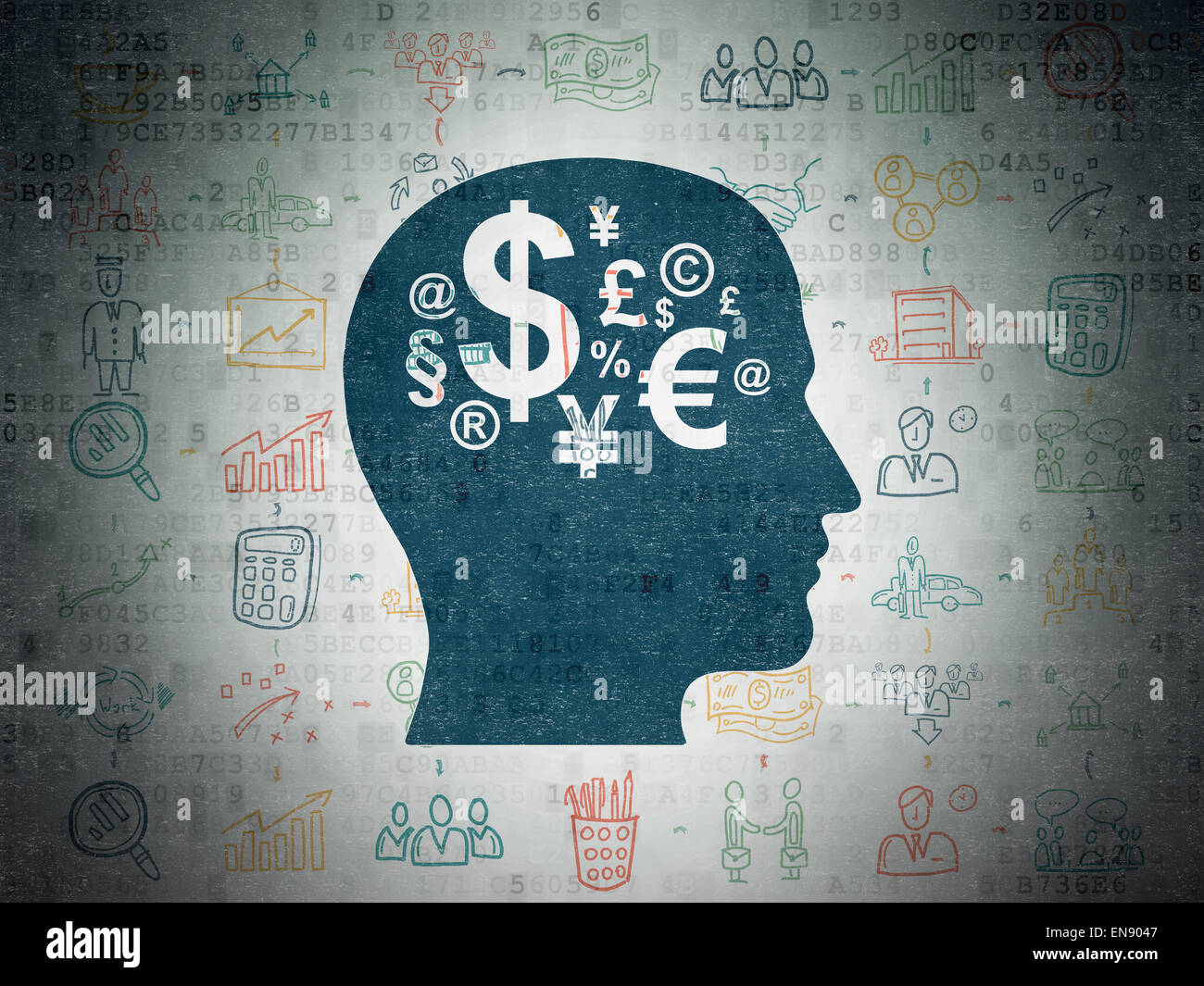 Business concept: Head With Finance Symbol on Digital Paper Stock Photo ...